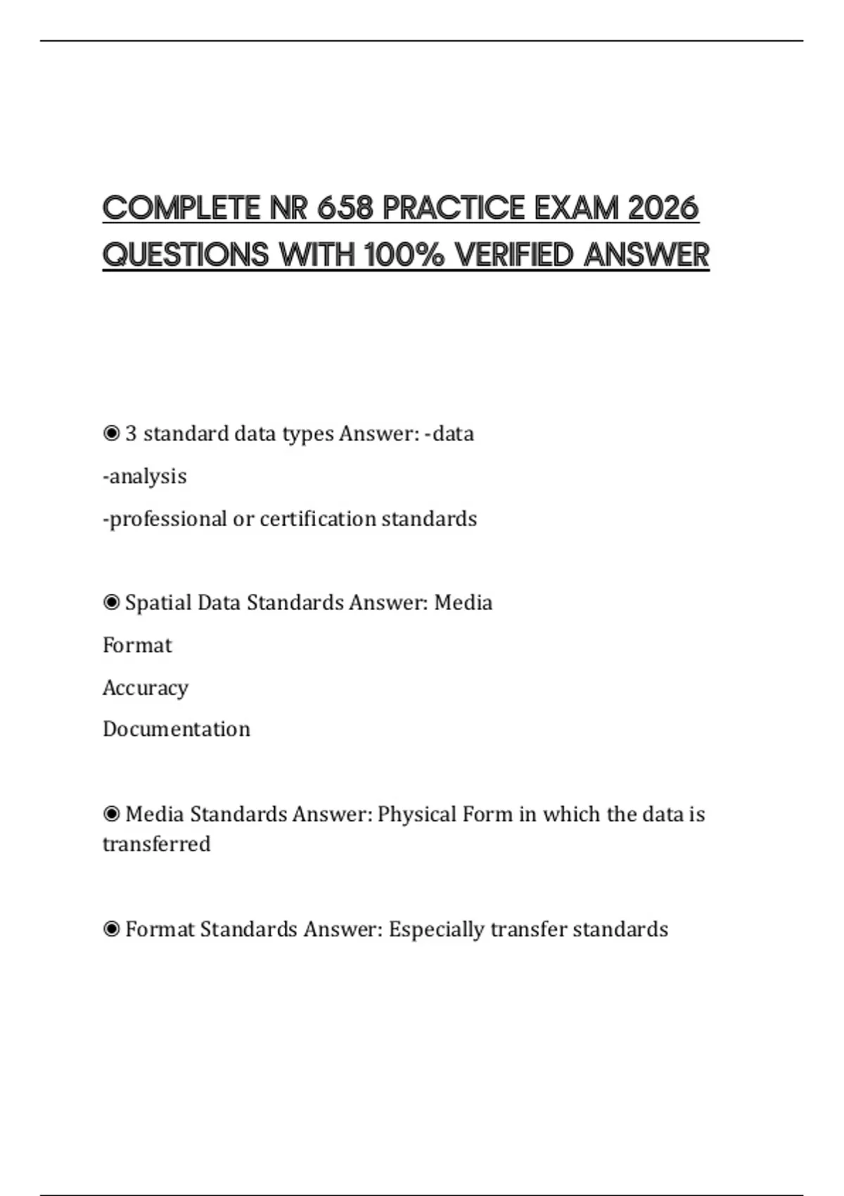 COMPLETE NR 658 PRACTICE EXAM 2026 QUESTIONS WITH 100% VERIFIED ANSWER ...