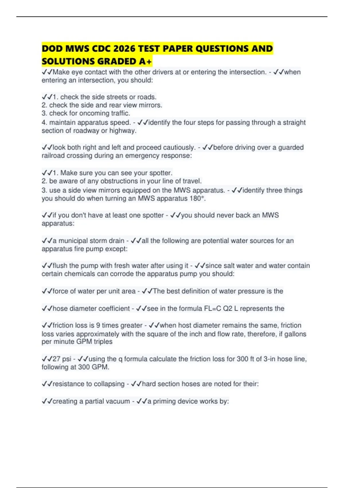DOD MWS CDC 2026 TEST PAPER QUESTIONS AND SOLUTIONS GRADED A+ - DOD MWS ...