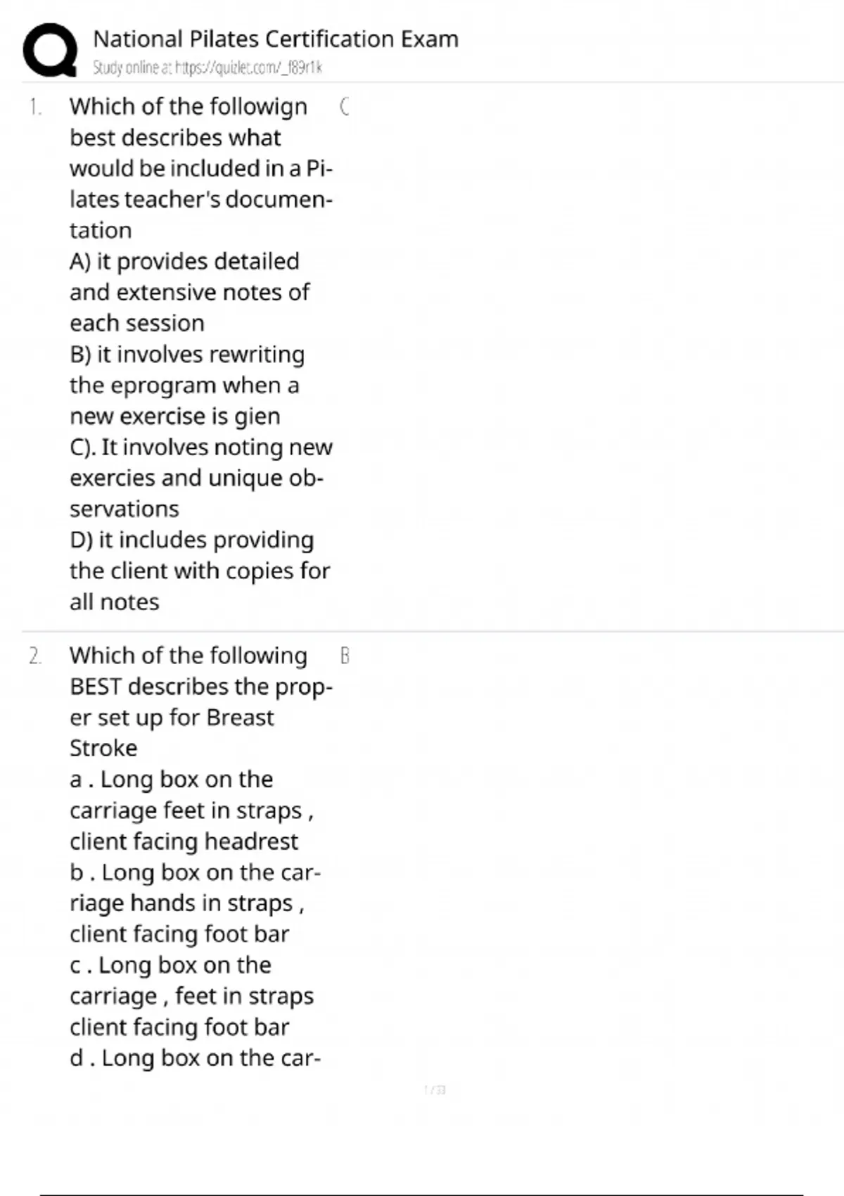 National Pilates Certification Exam / Study Guide & Practice Test ...