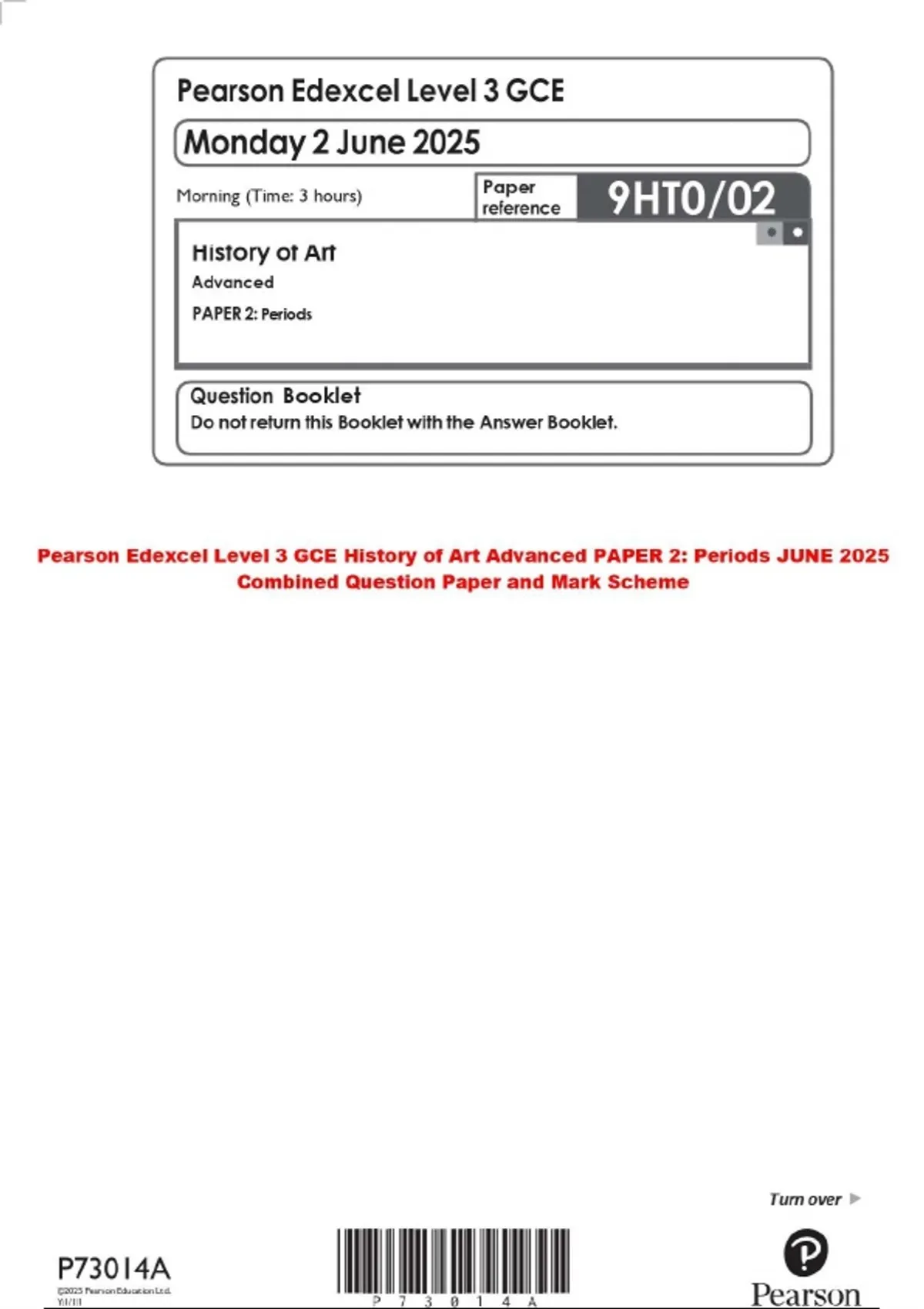 Pearson Edexcel Level 3 GCE History of Art Advanced PAPER 2: Periods ...
