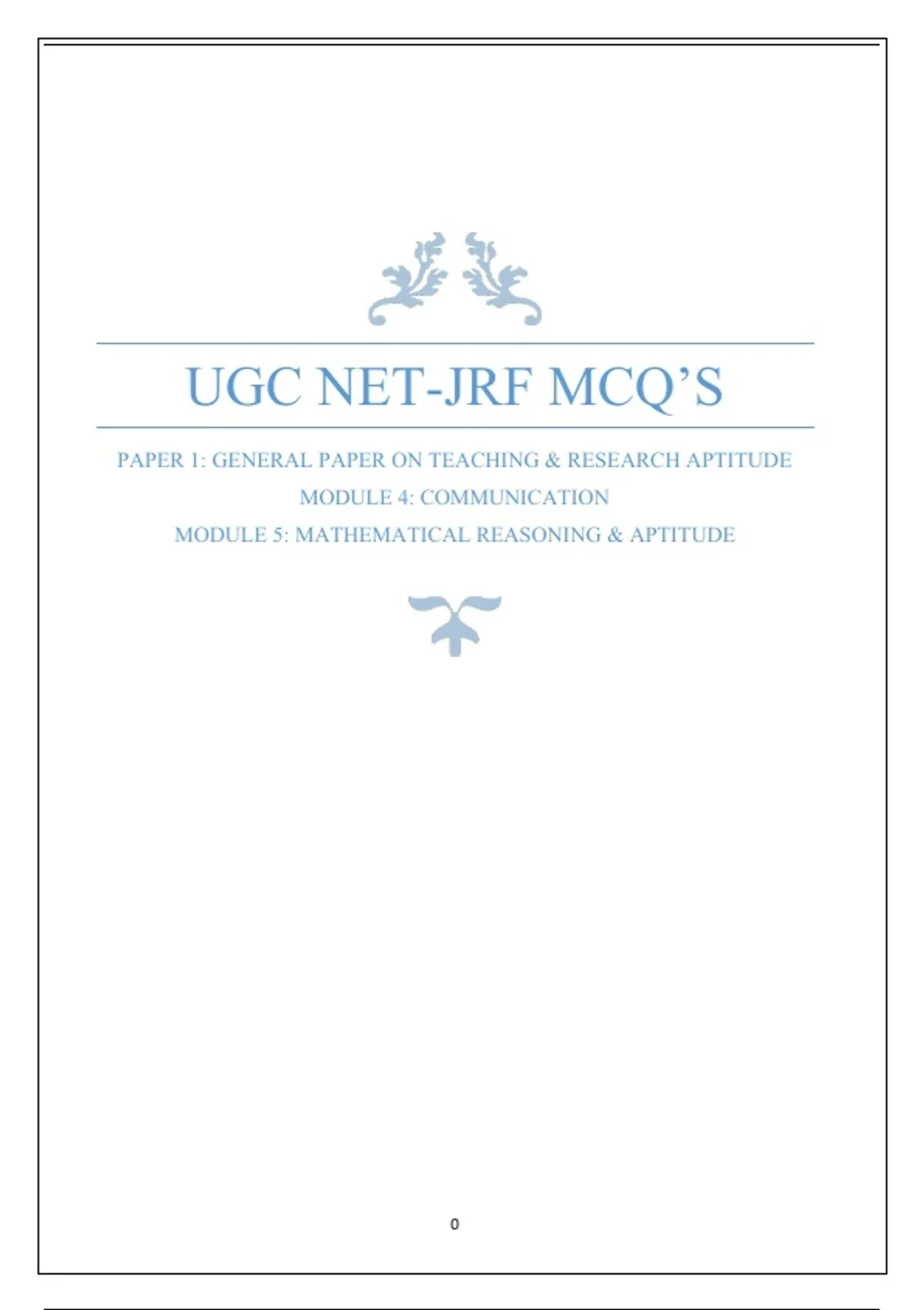 MCQ's ON MODULE 4&5 (COMMUNICATION & MATHEMATICAL REASONING & APTITUDE ...