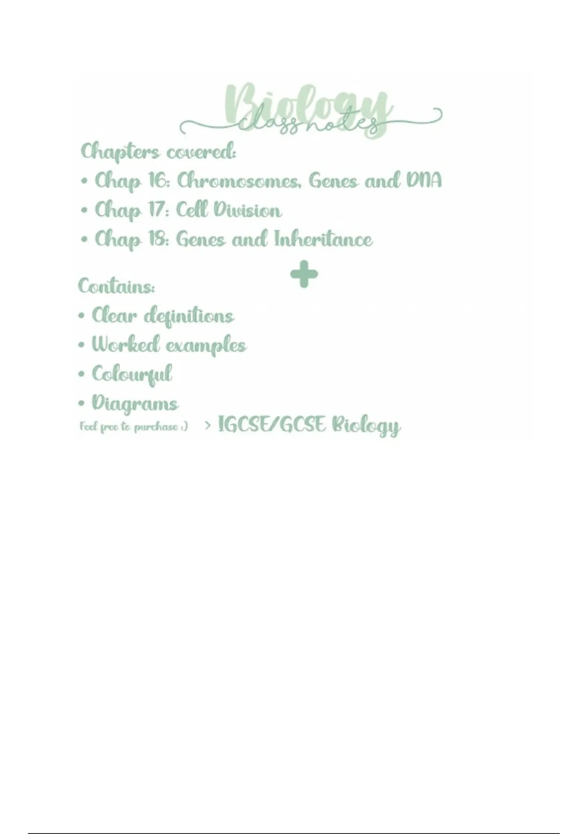 Chromosomes, Genes and DNA + Cell Divison + Genes and Inheritance IGCSE ...