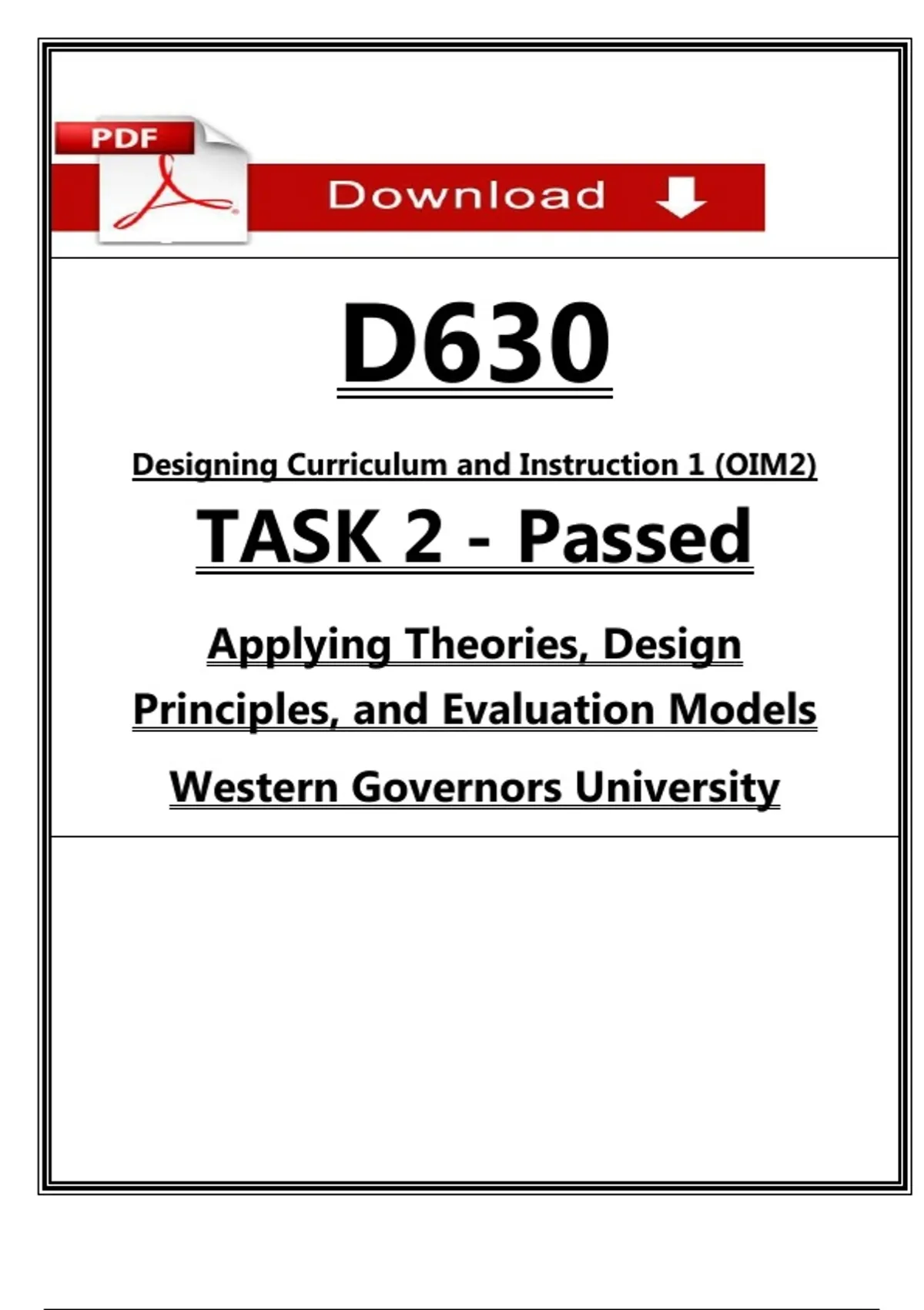 WGU D630 Task 2 Passed Guide (2026) – Design Principles & Evaluation ...