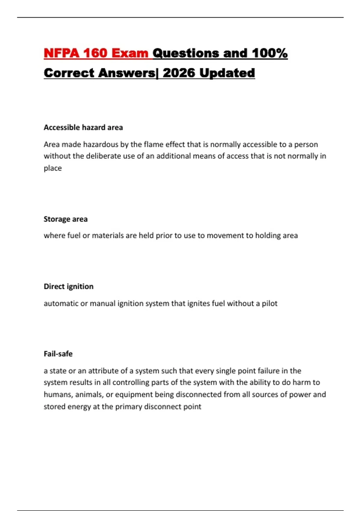 NFPA 160 Exam Questions and 100% Correct Answers| 2026 Updated - NFPA ...