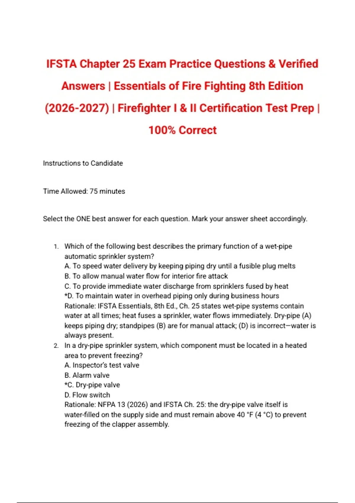 IFSTA Chapter 25 Exam Practice Questions & Verified Answers ...