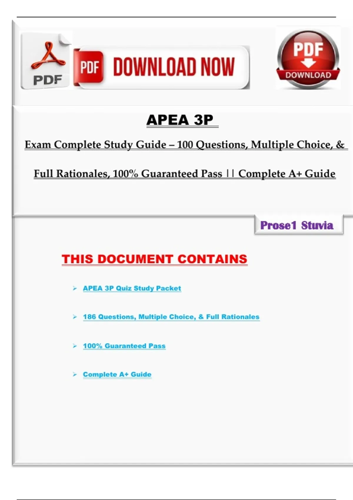 APEA 3P Exam Complete Study Guide – 100 Questions, Multiple Choice ...