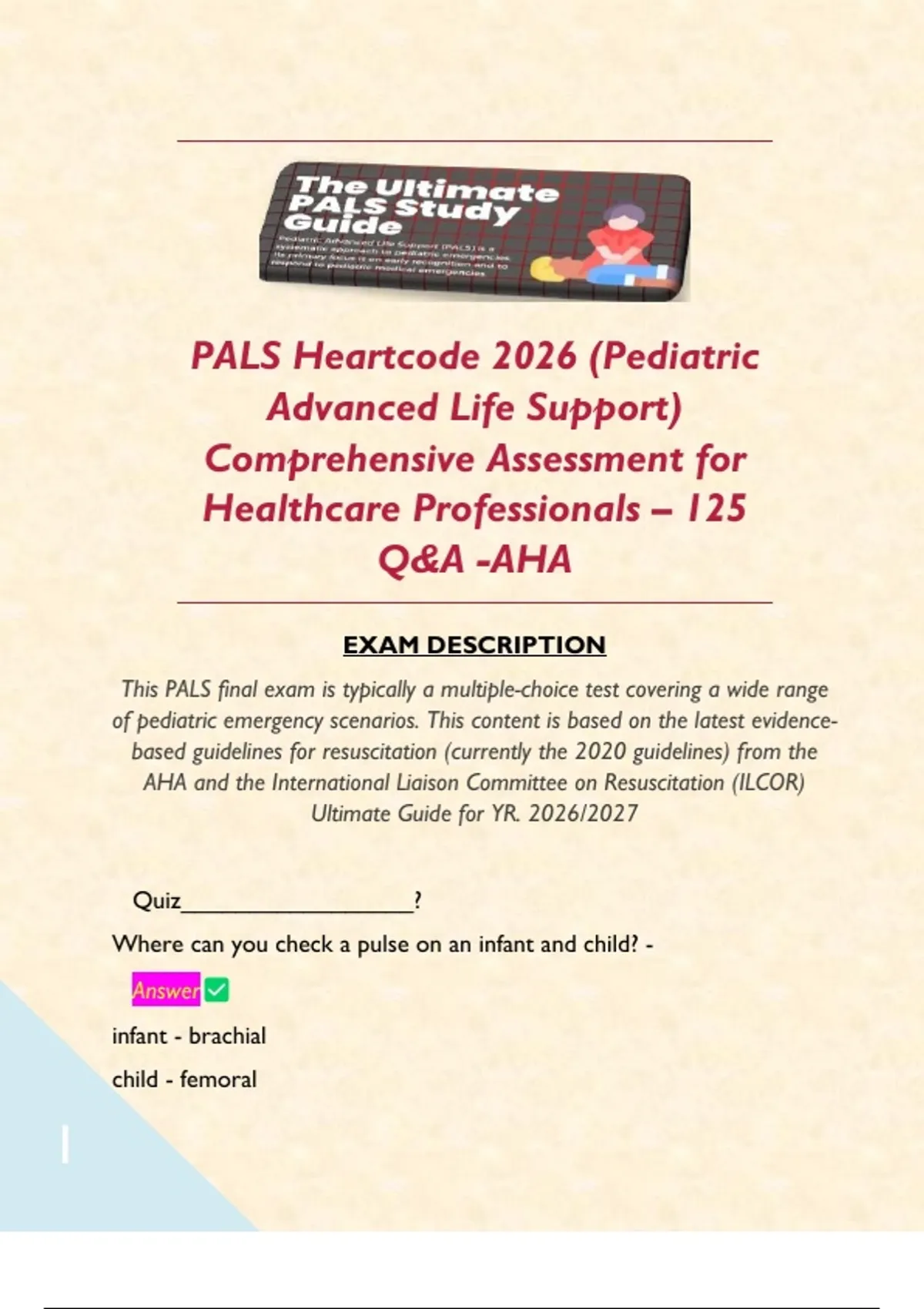 PALS Heartcode 2026 (Pediatric Advanced Life Support) Comprehensive ...