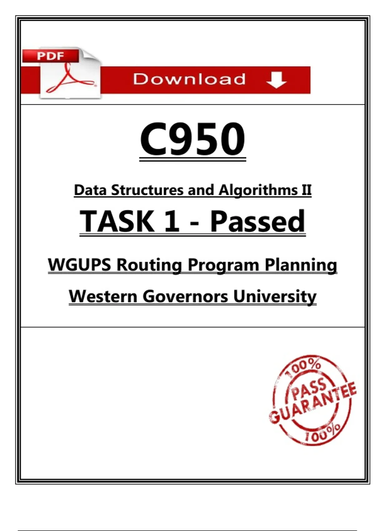C950 Task 1 – WGUPS Routing Program Planning (2026) – Passed | Data ...