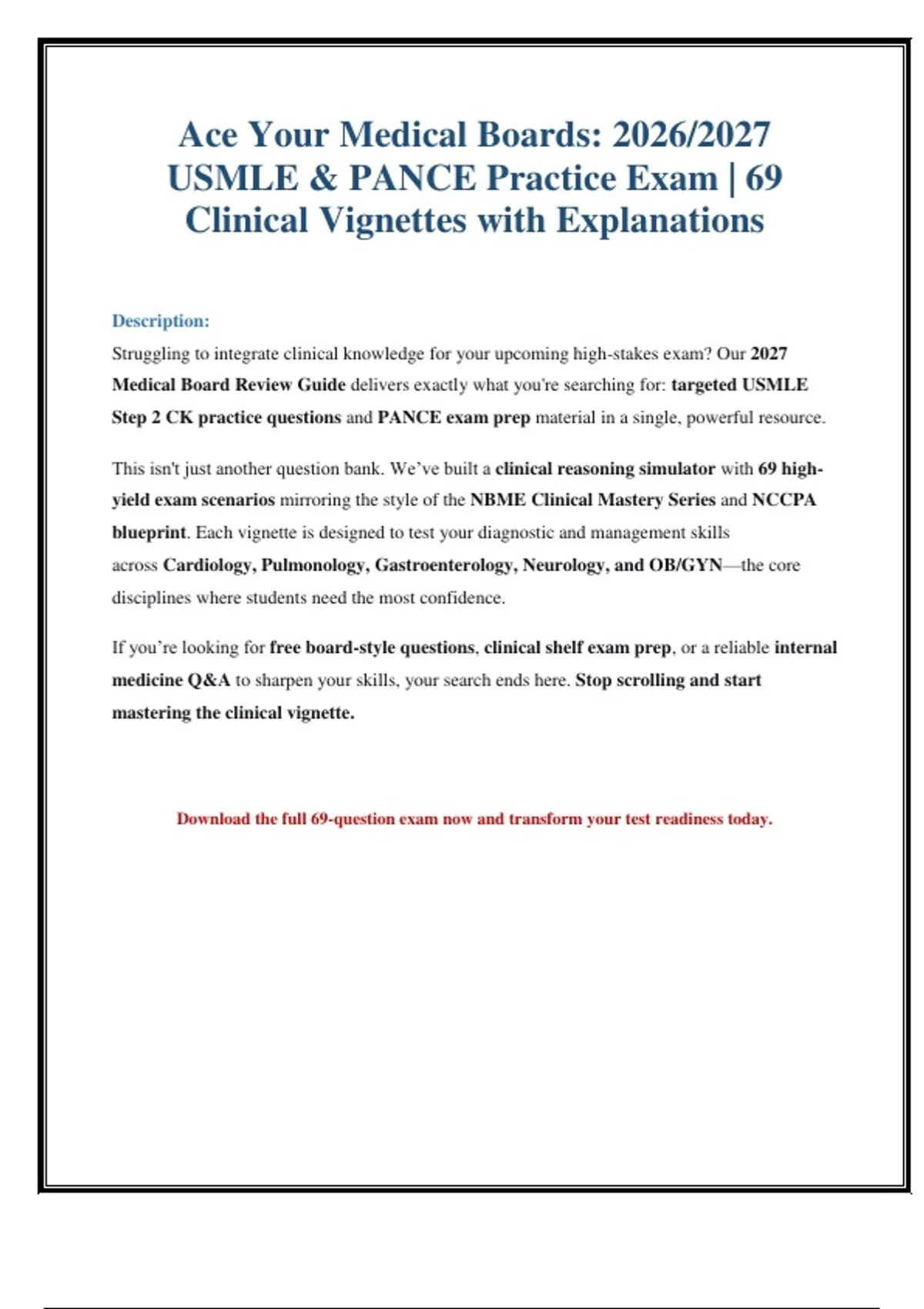 USMLE & PA Board Review 2027: 69 Clinical Practice Questions with ...