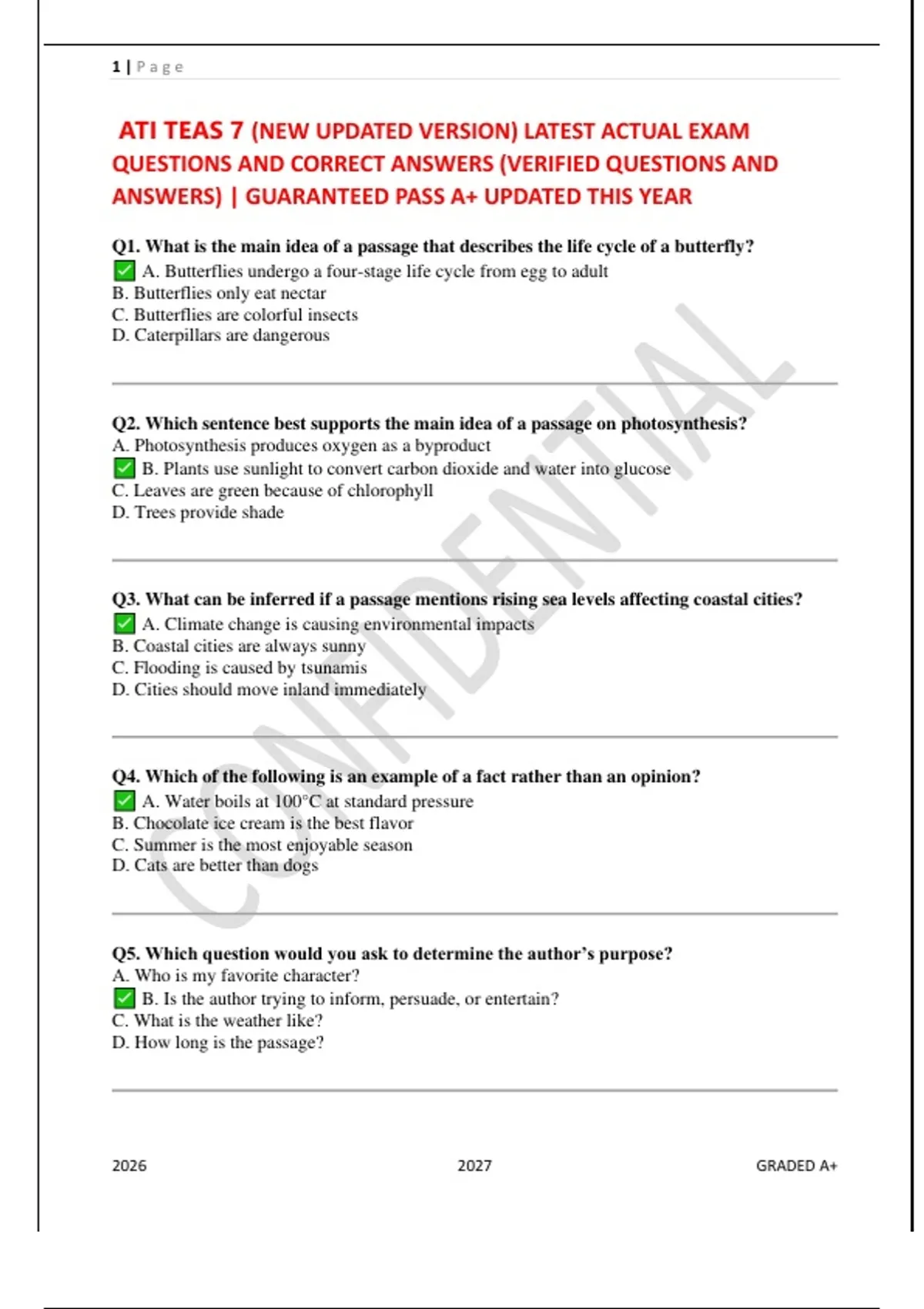 ATI TEAS 7 Exam Practice Questions 2026–2027 | Complete Study Guide ...