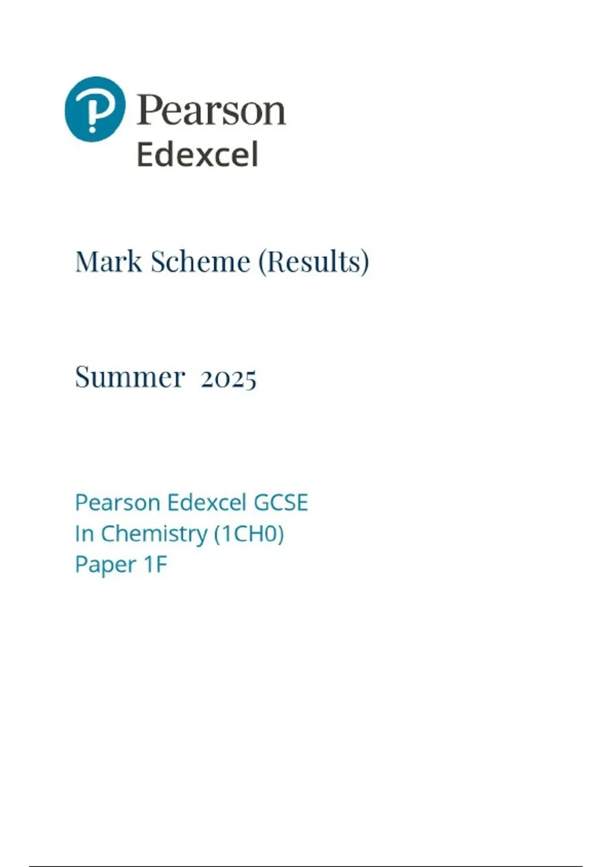 Edexcel Gcse Triple Science Foundation Tier Chemistry Paper 1 2025 Mark ...
