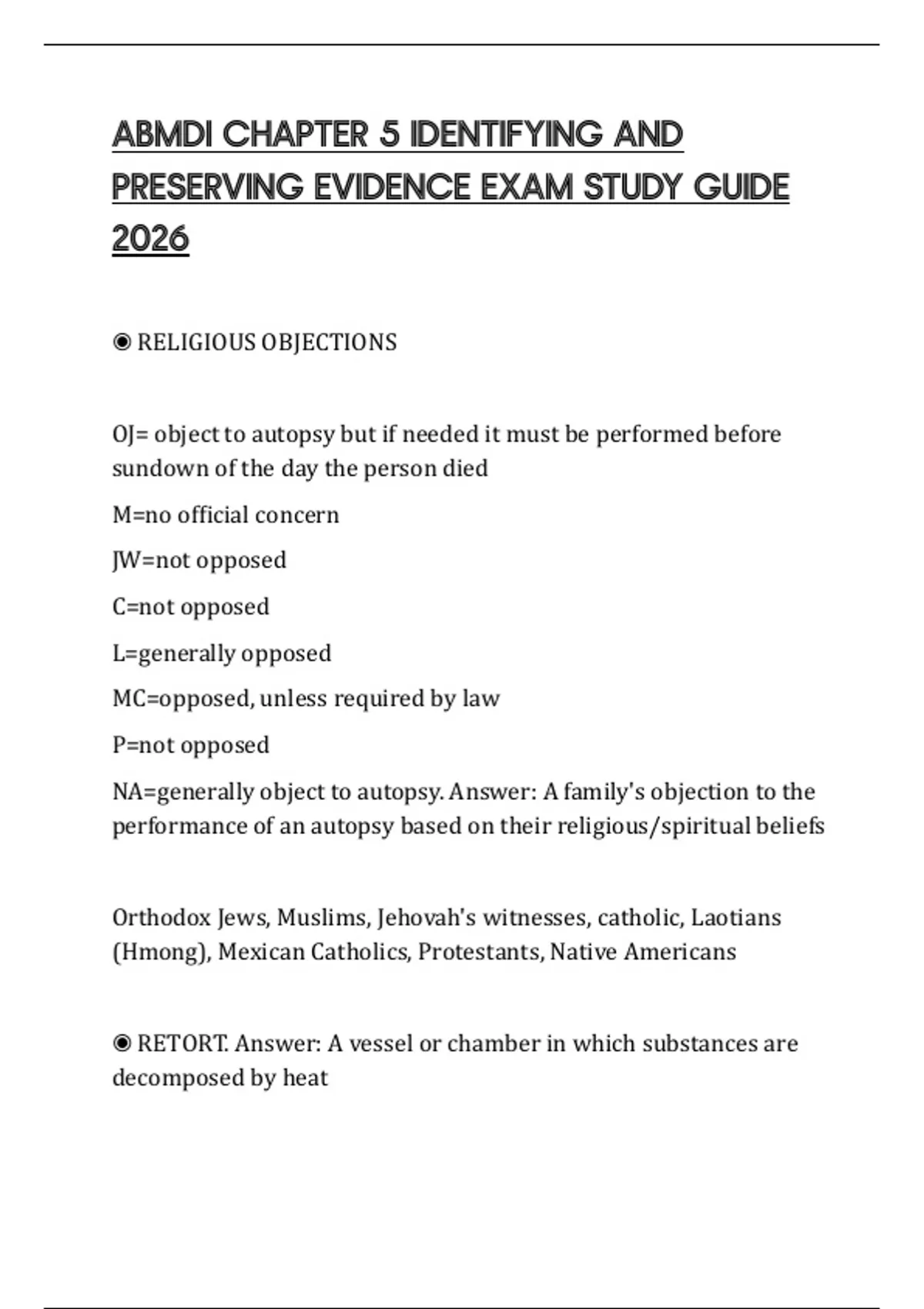 ABMDI CHAPTER 5 IDENTIFYING AND PRESERVING EVIDENCE EXAM STUDY GUIDE ...