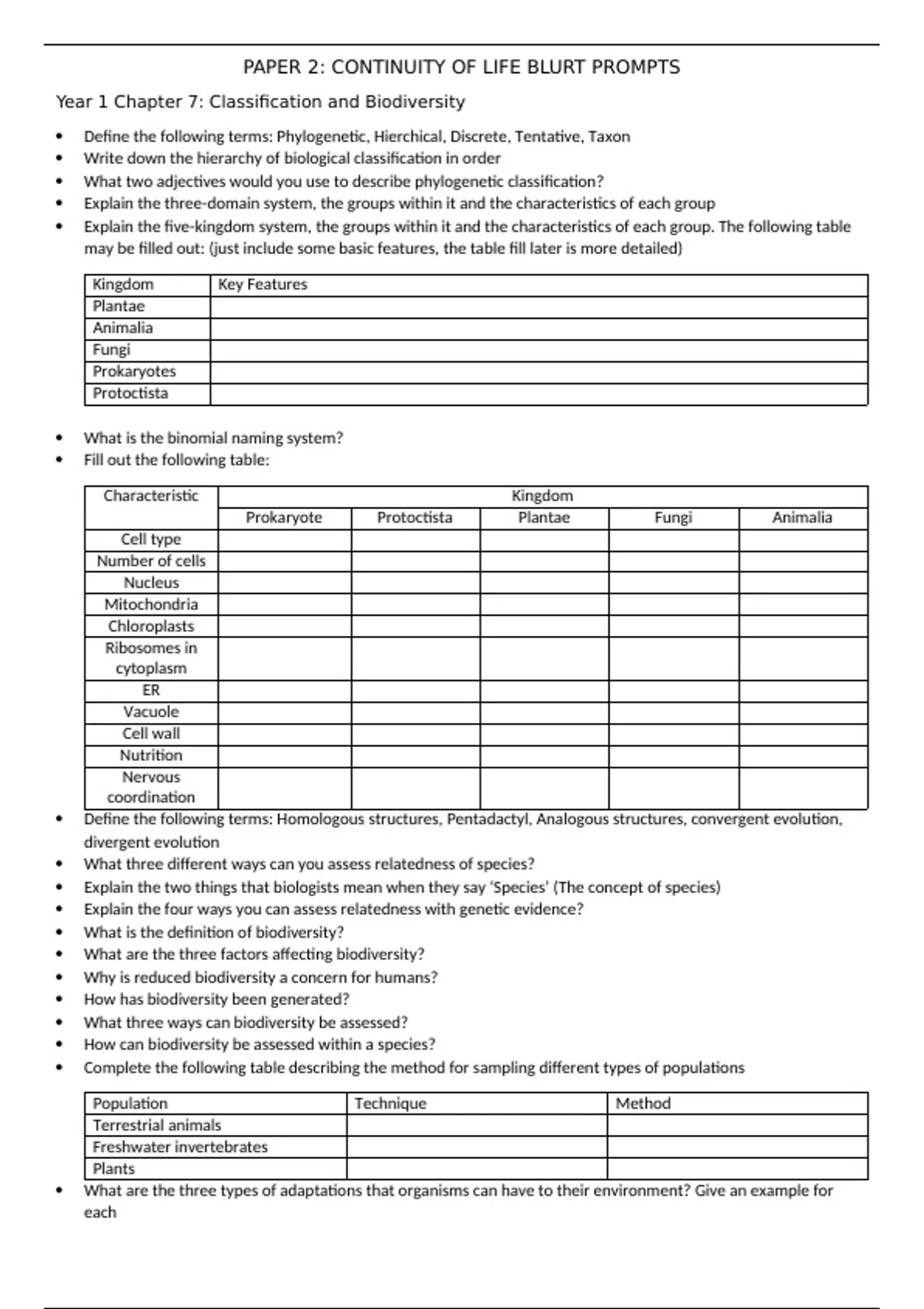 Eduqas A-level Biology Paper 2 A* Blurting Prompts + Answers - Stuvia UK