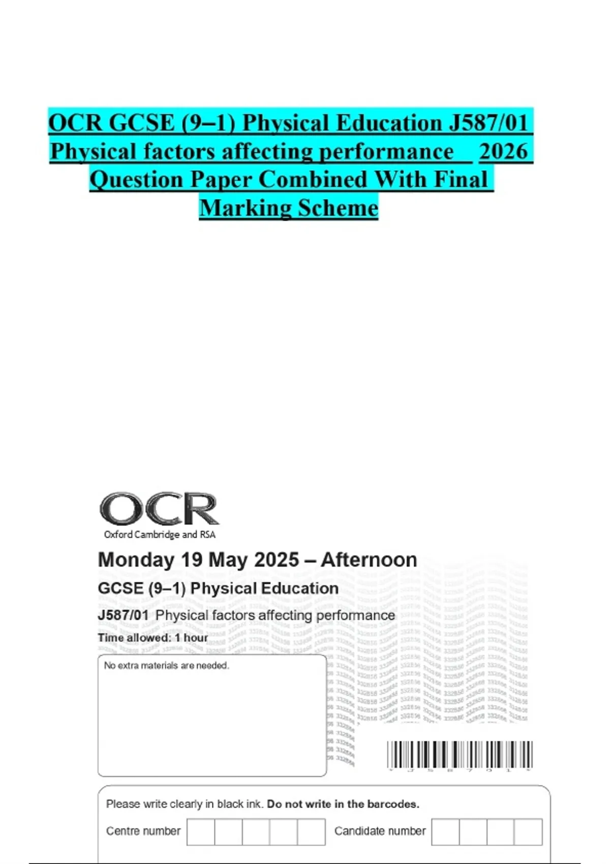 OCR GCSE (9–1) Physical Education J587/01 Physical factors affecting ...