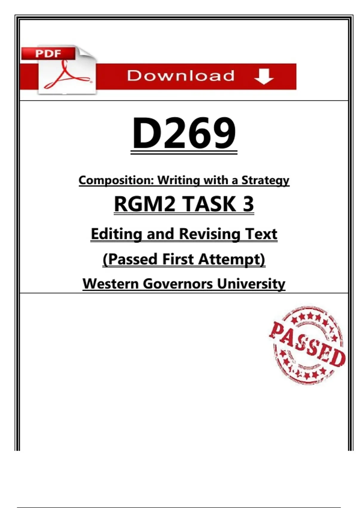 WGU D269 RGM2 Task 3 Passed Submission (2026) – Editing and Revising ...