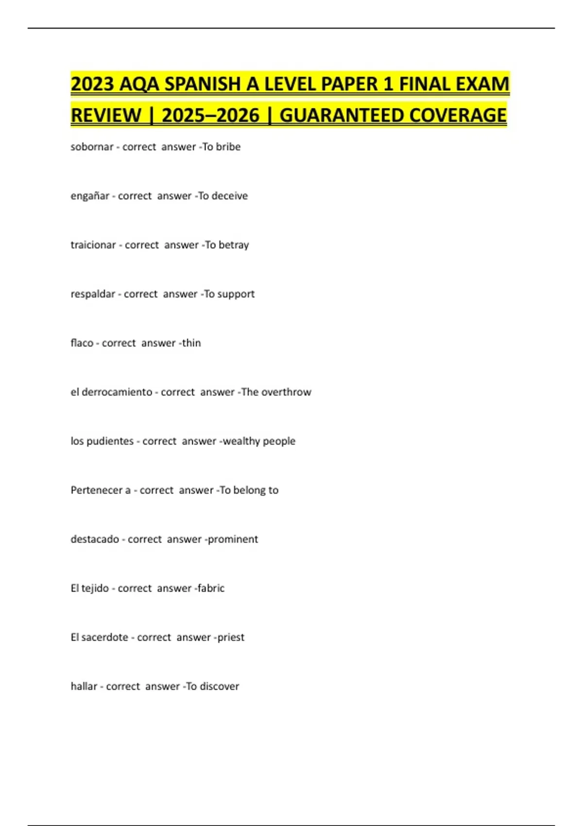 2023 AQA Spanish A level Paper 1 Final Exam Review | 2025–2026 ...