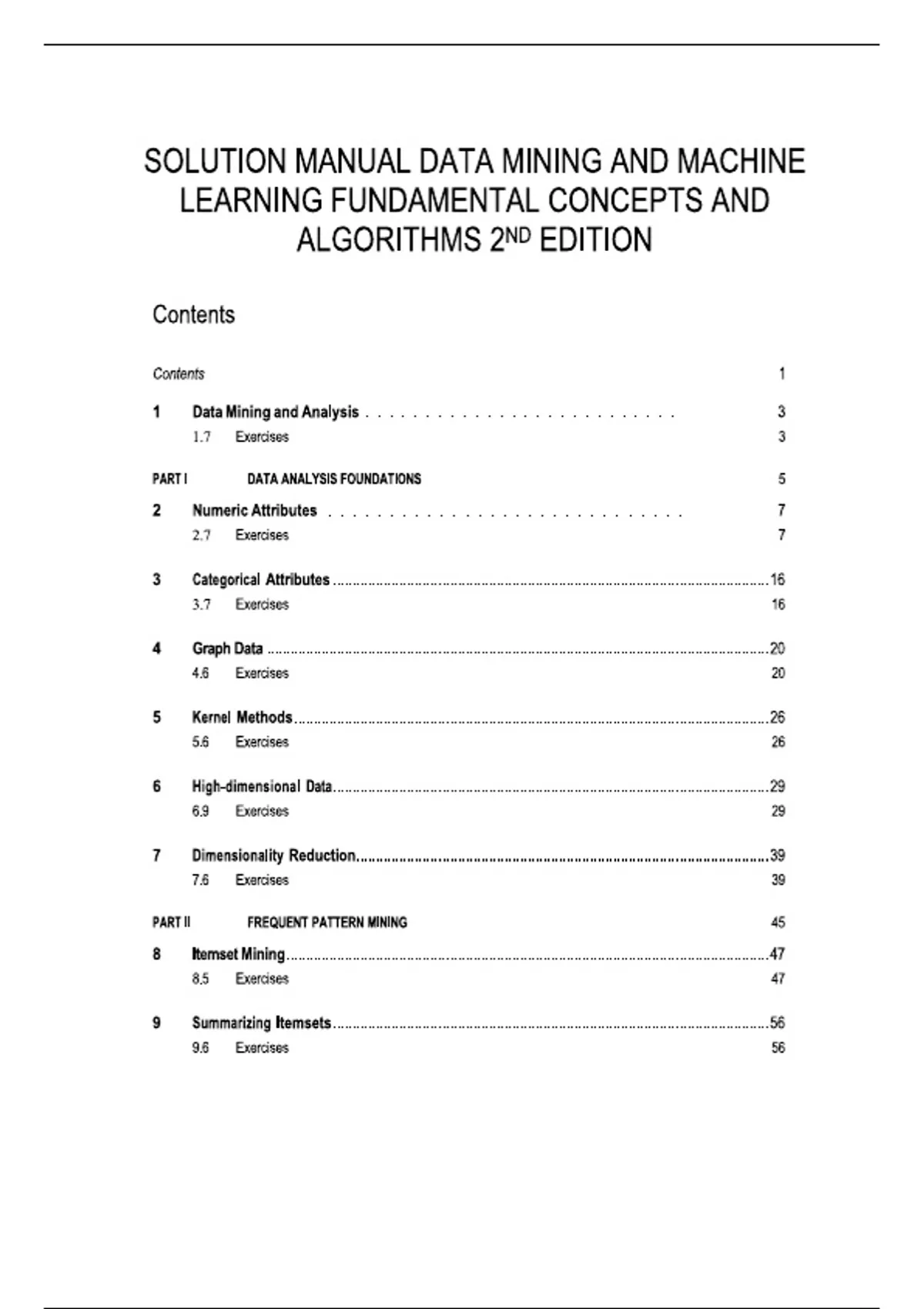 Solution Manual for Data Mining and Machine Learning: Fundamental Concepts and Algorithms 2nd ...