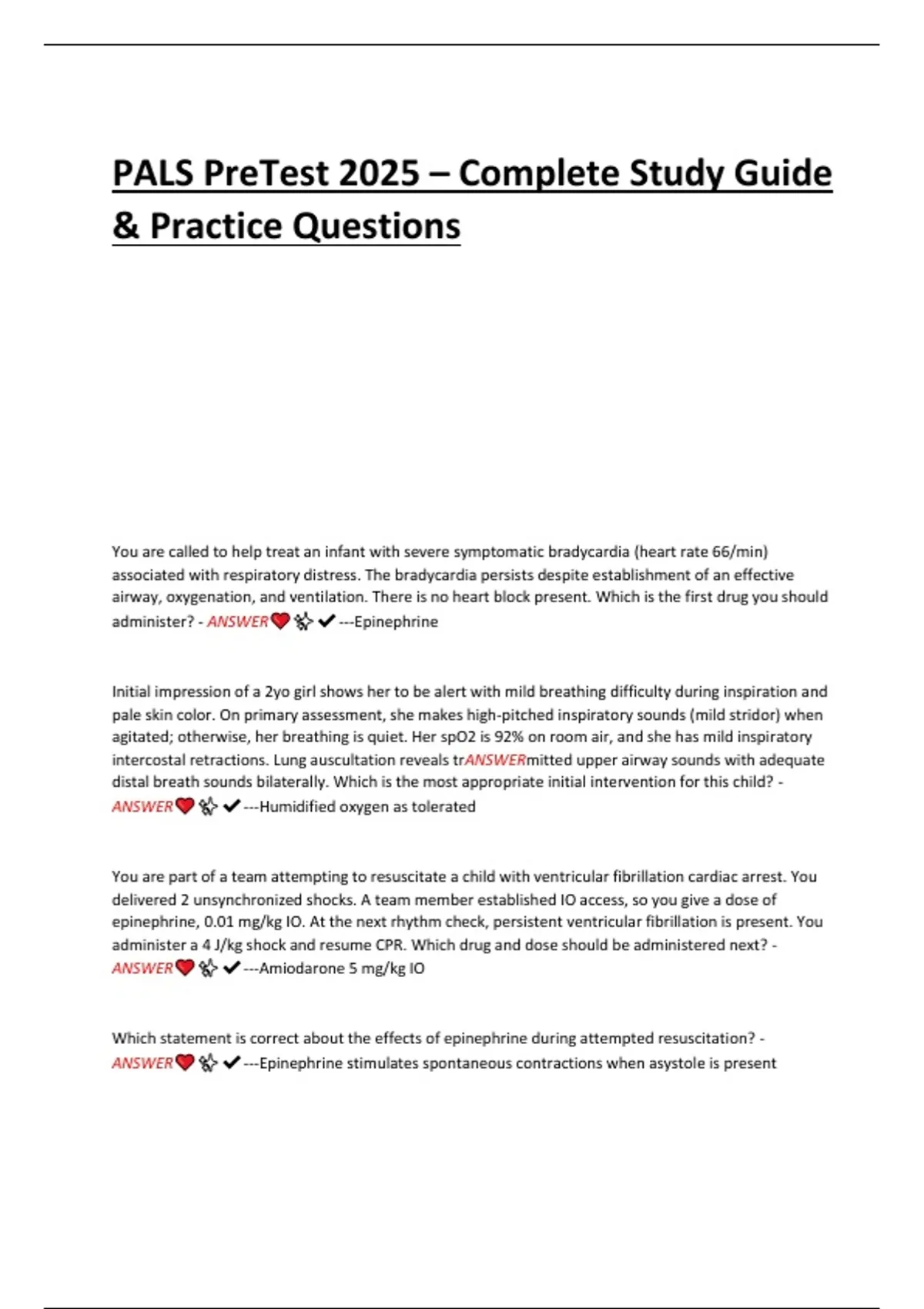 PALS PreTest 2025 – Complete Study Guide & Practice Questions - PALS ...
