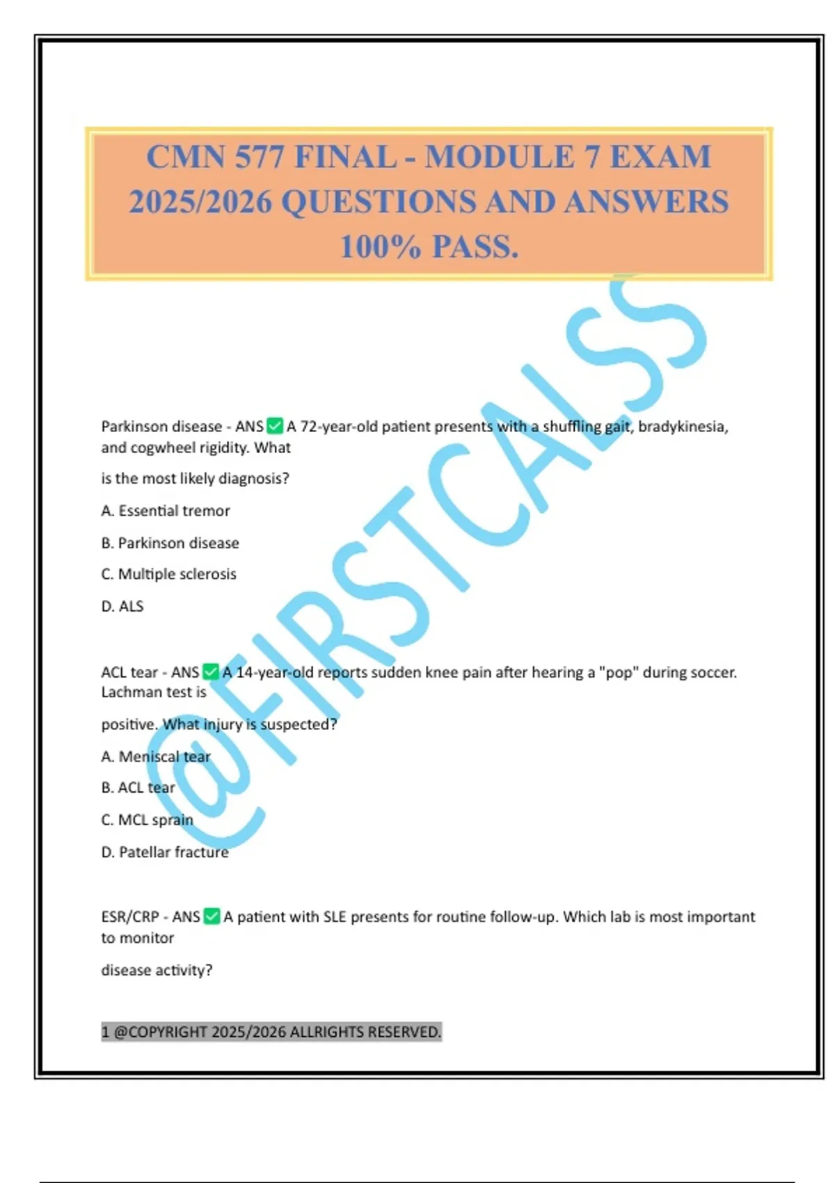 CMN 577 FINAL - MODULE 7 EXAM 2025/2026 QUESTIONS AND ANSWERS 100% PASS ...