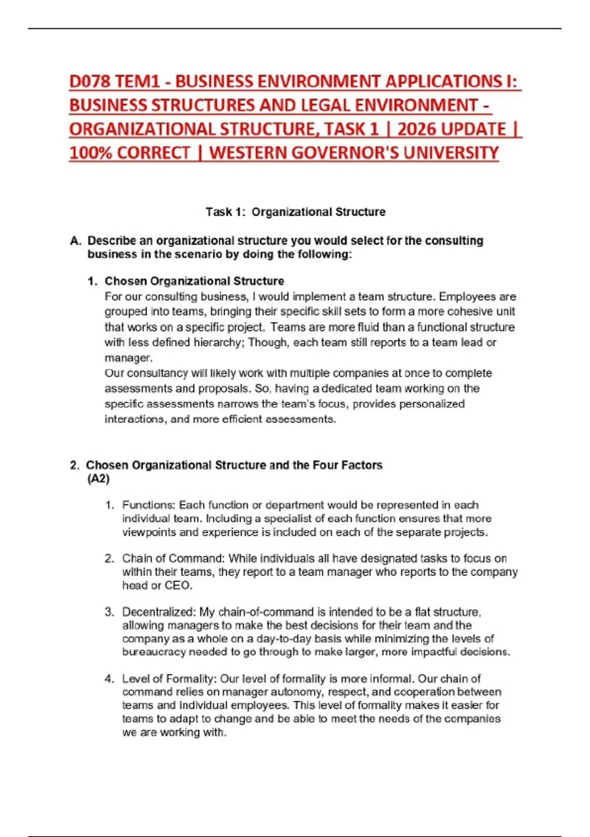 D078 TEM1 - BUSINESS ENVIRONMENT APPLICATIONS I: BUSINESS STRUCTURES ...