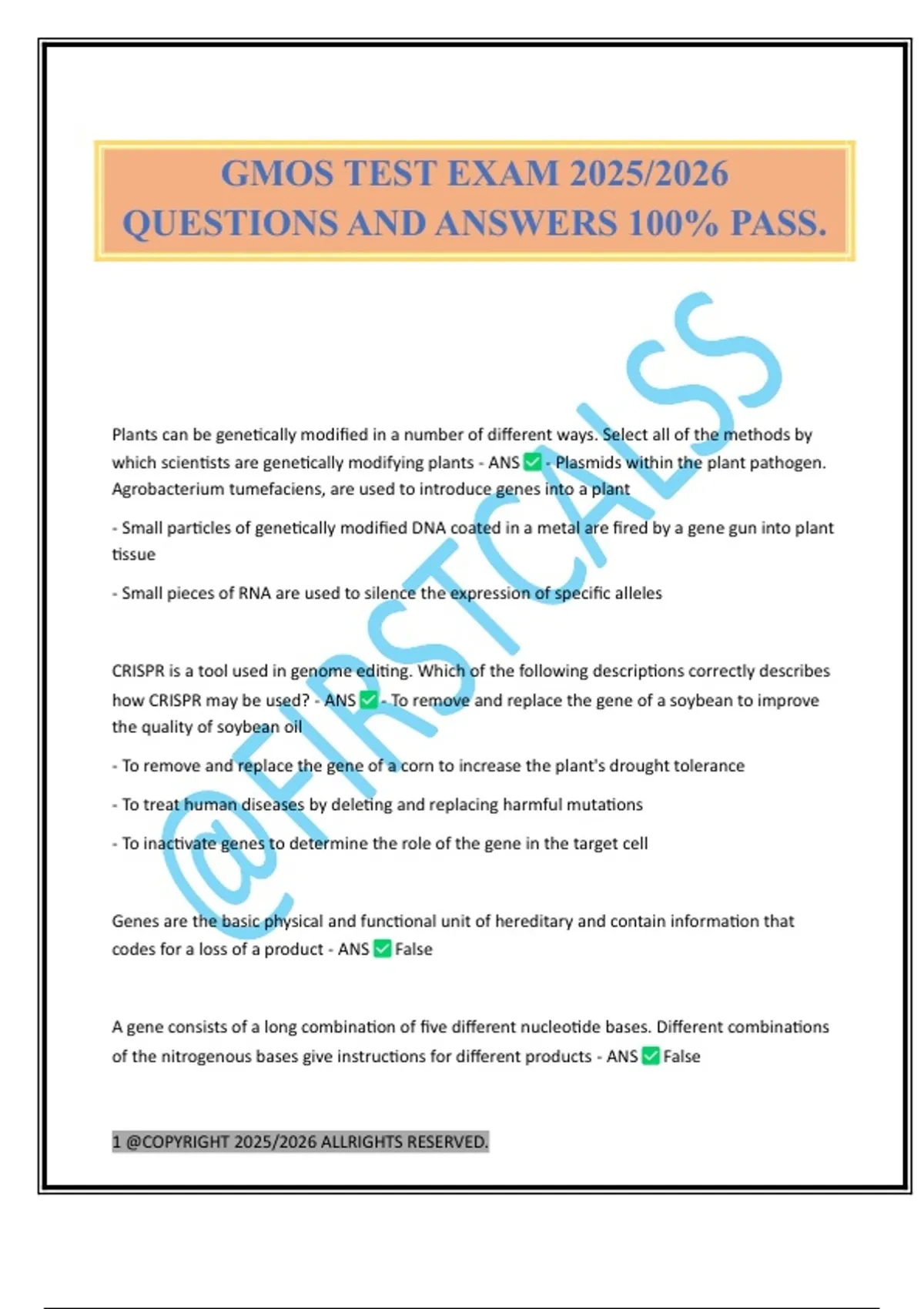 GMOS TEST EXAM 2025/2026 QUESTIONS AND ANSWERS 100% PASS. - GMOS ...