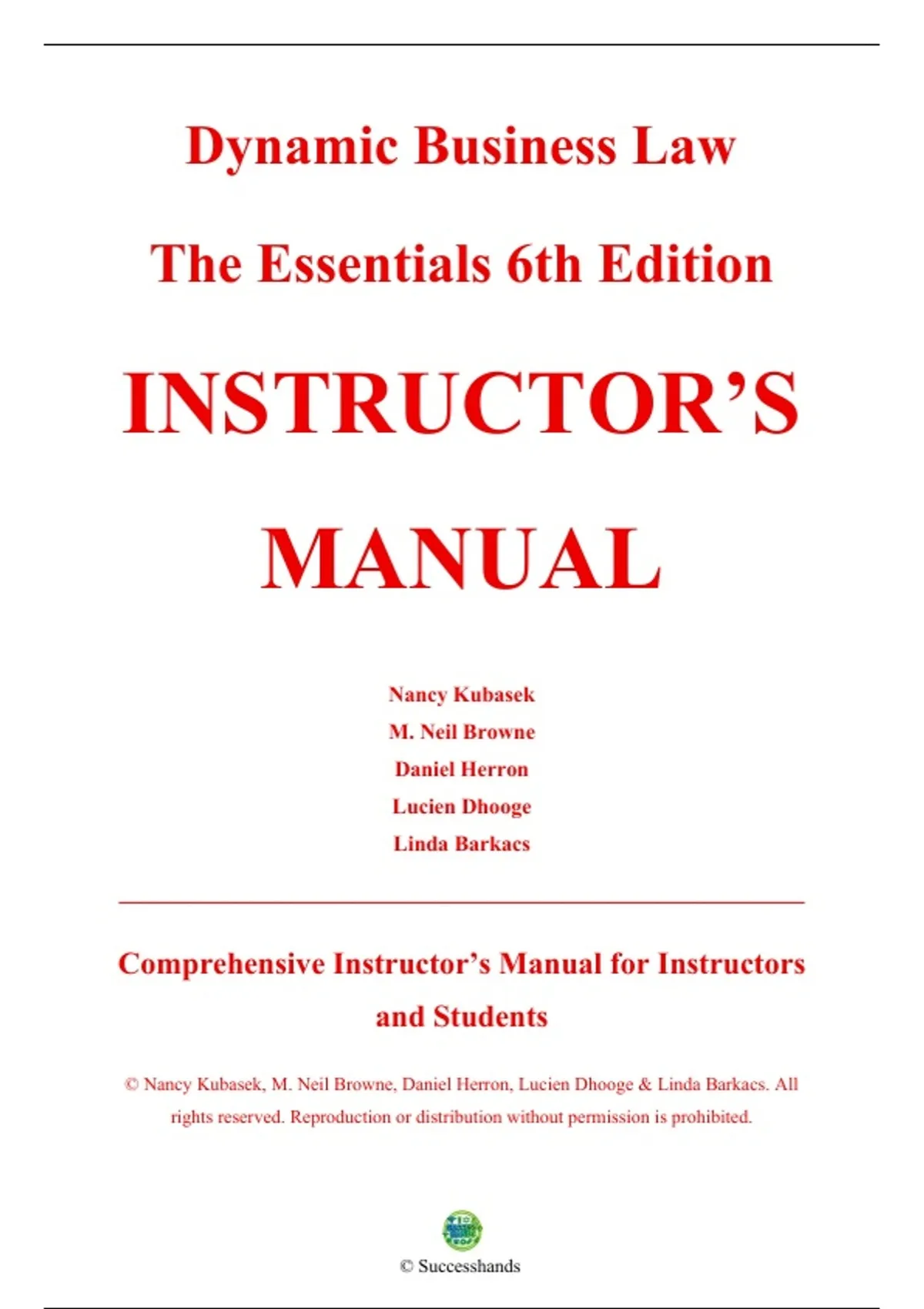 Complete Instructor’s Manual — Dynamic Business Law: The Essentials ...