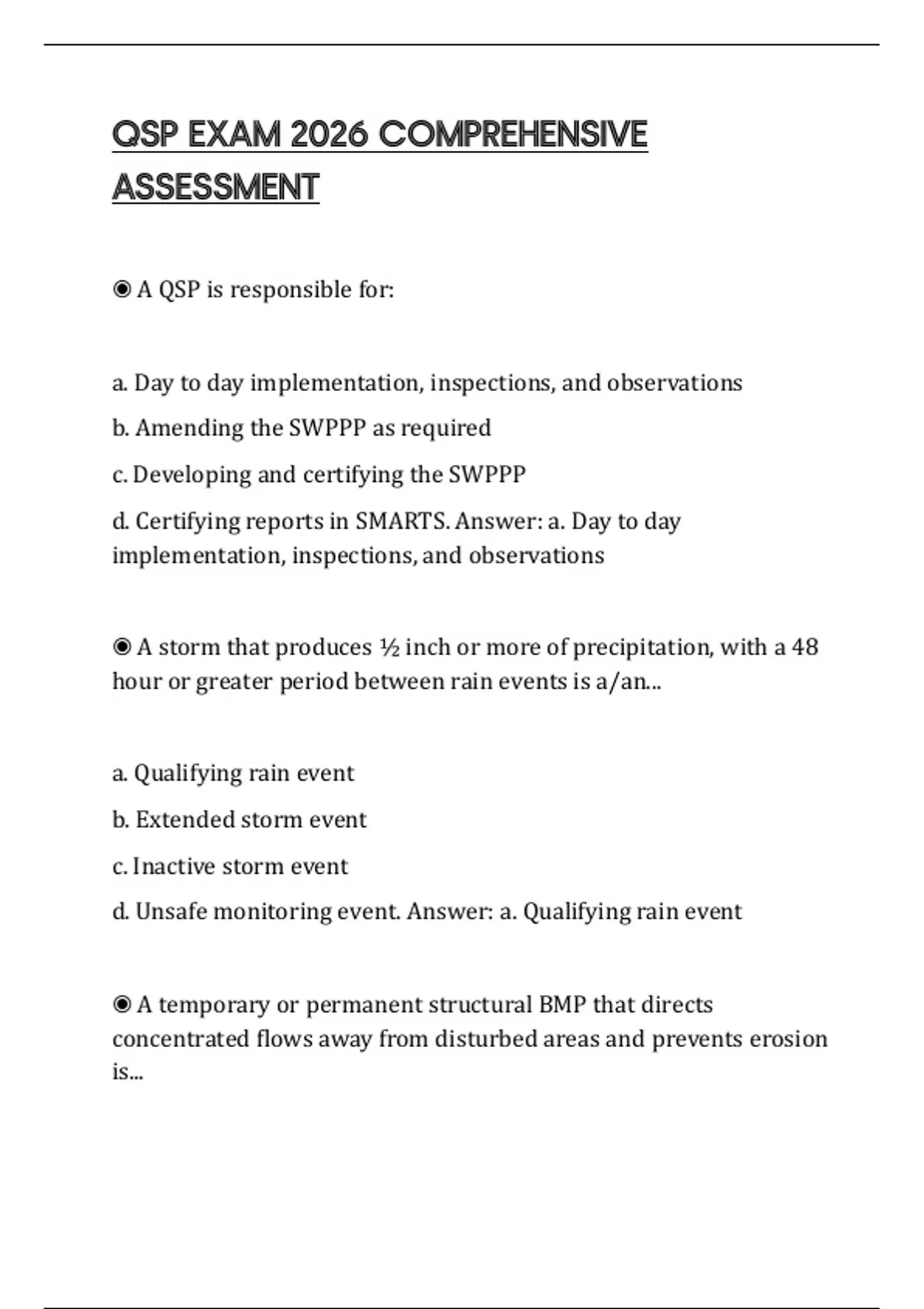 QSP EXAM 2026 COMPREHENSIVE ASSESSMENT - QSP - Stuvia US