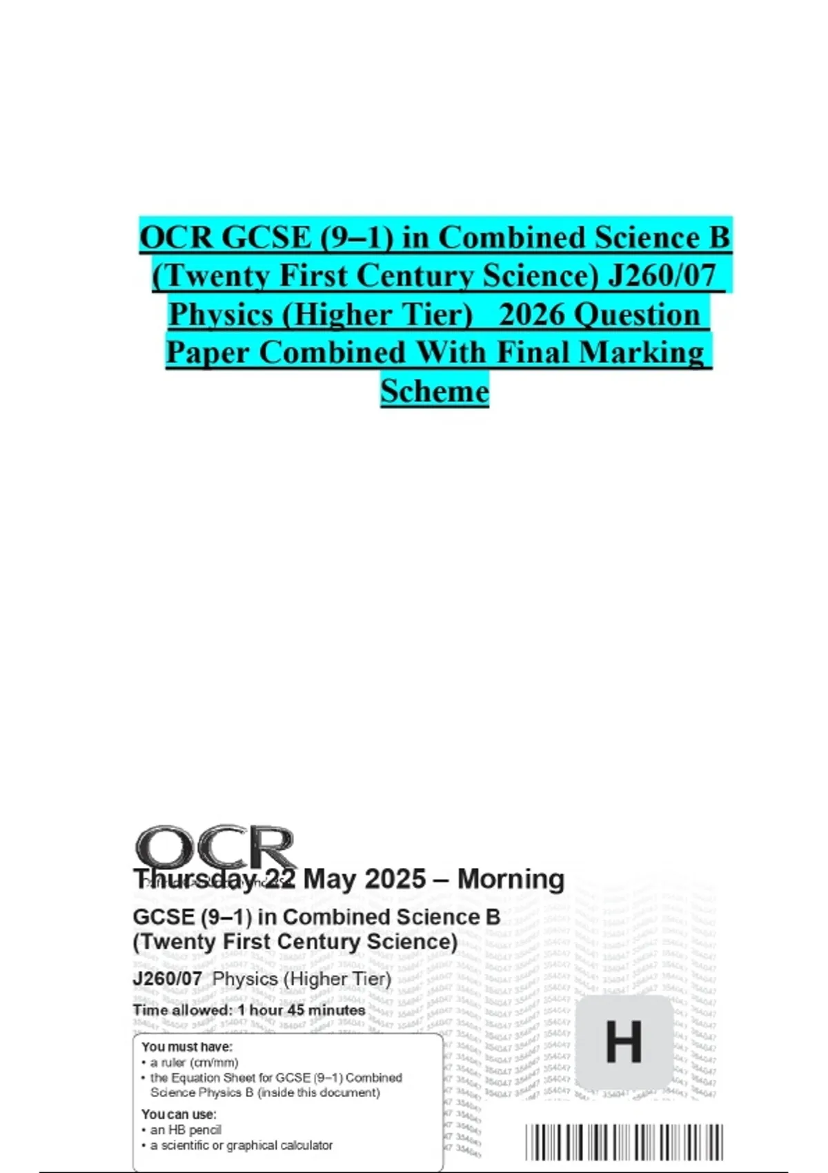 OCR GCSE (9–1) in Combined Science B (Twenty First Century Science ...