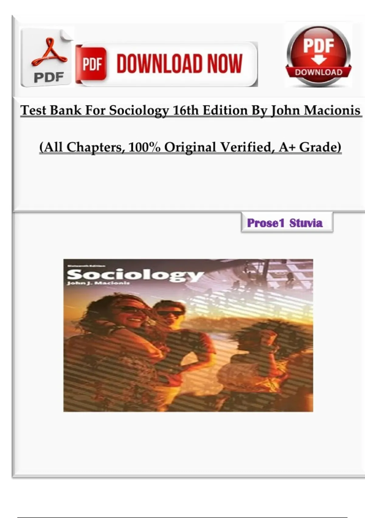 Test Bank For Sociology 16th Edition By John Macionis (All Chapters ...