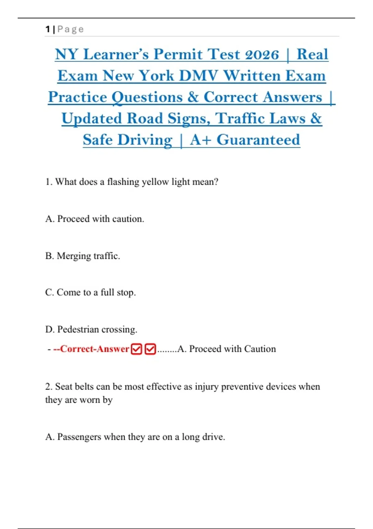 NY Learner’s Permit Test 2026 | Real Exam New York DMV Written Exam ...
