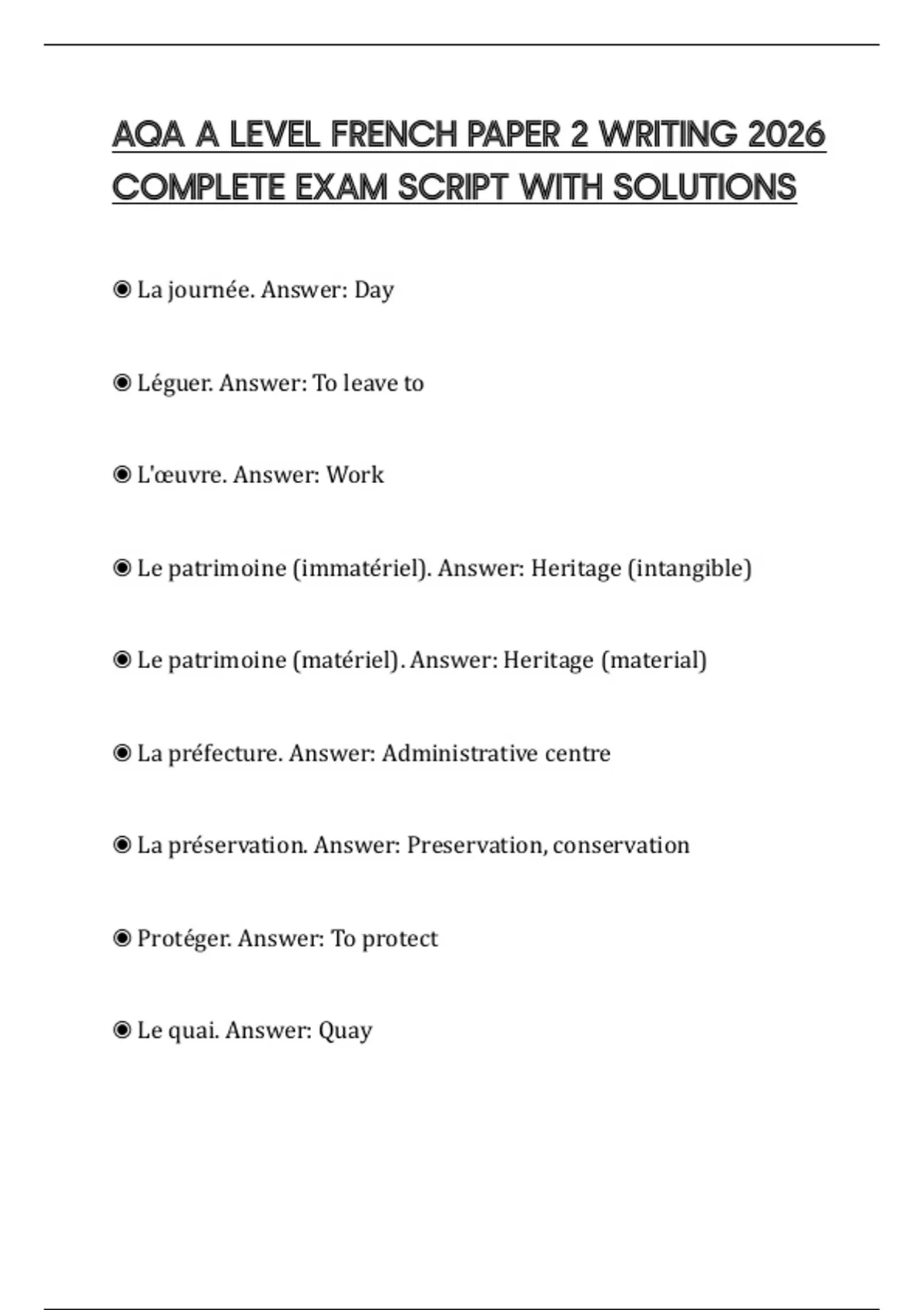 AQA A LEVEL FRENCH PAPER 2 WRITING 2026 COMPLETE EXAM SCRIPT WITH ...