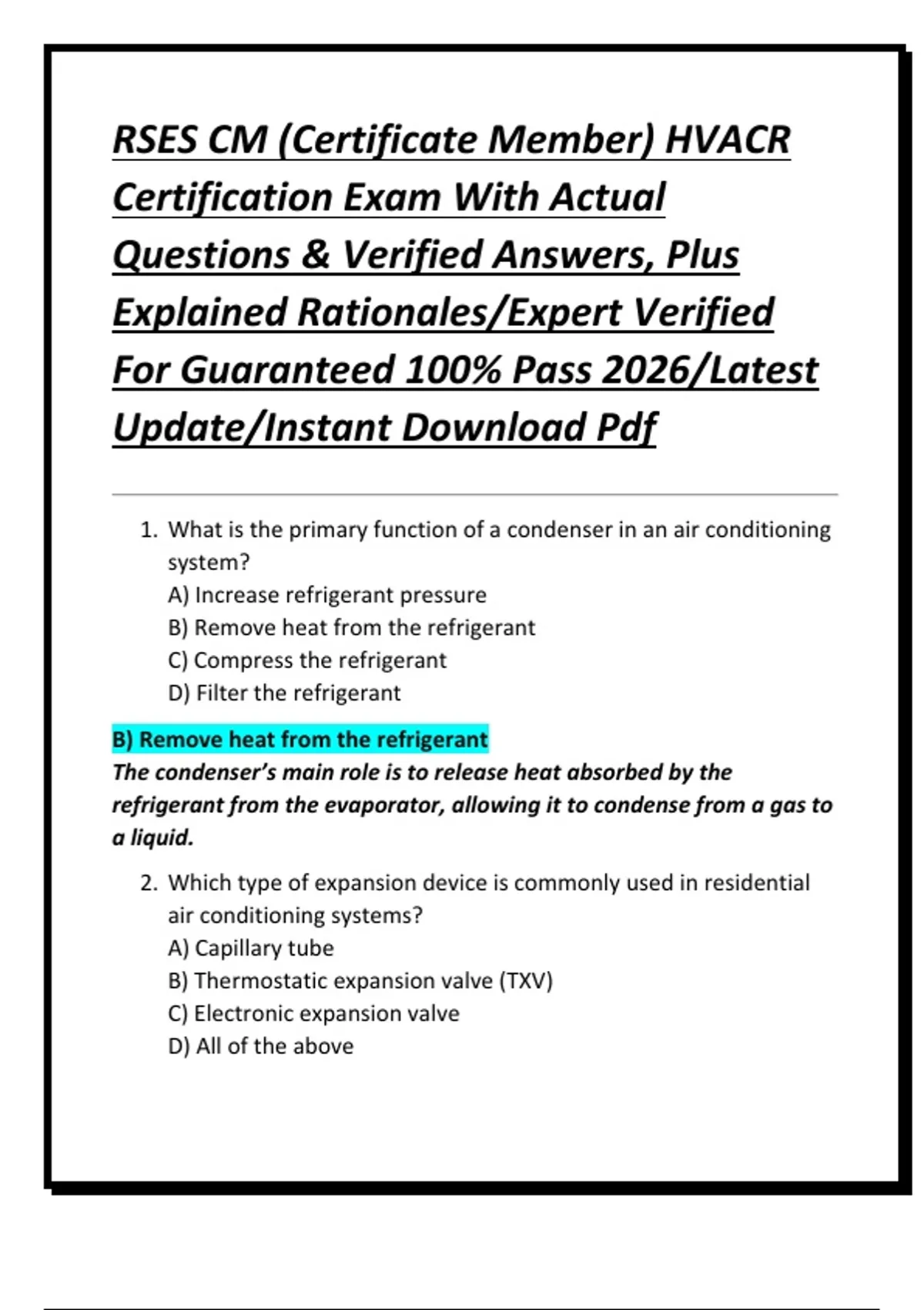 RSES CM (Certificate Member) HVACR Certification Exam With Actual ...