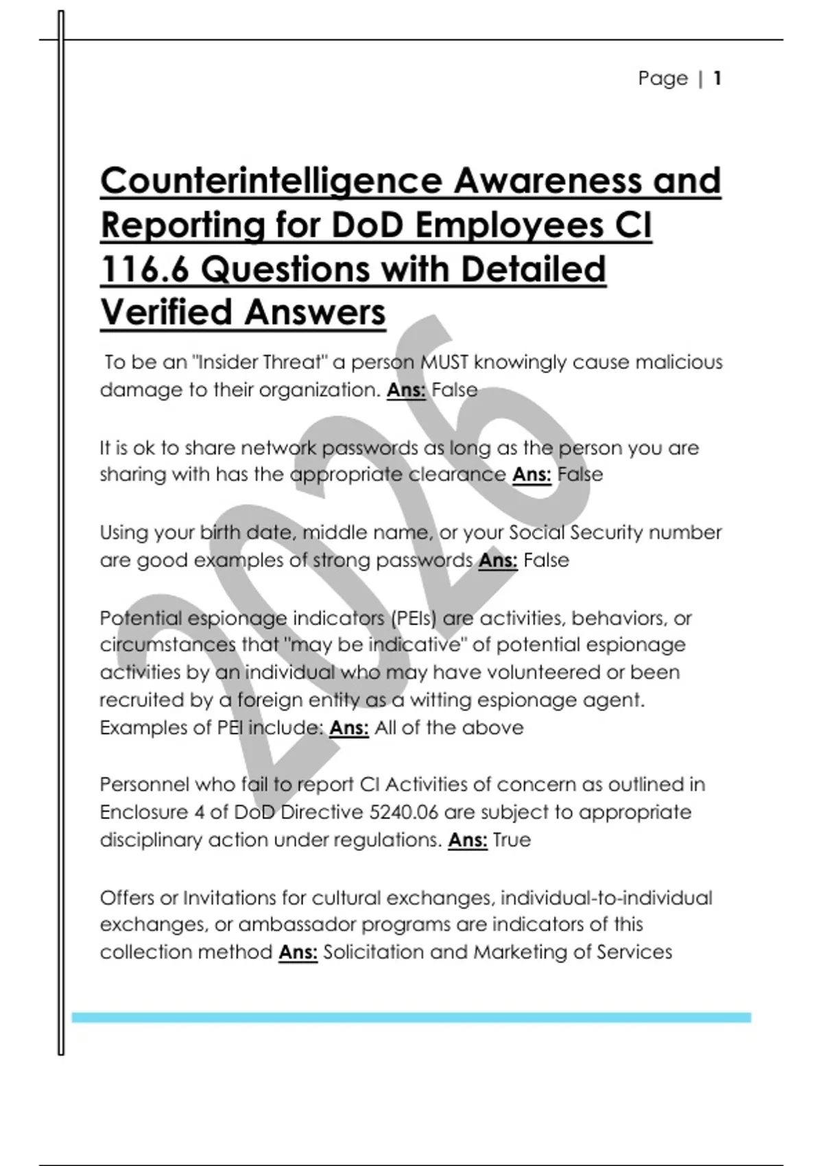 Counterintelligence Awareness and Reporting for DoD Employees CI 116.6 ...