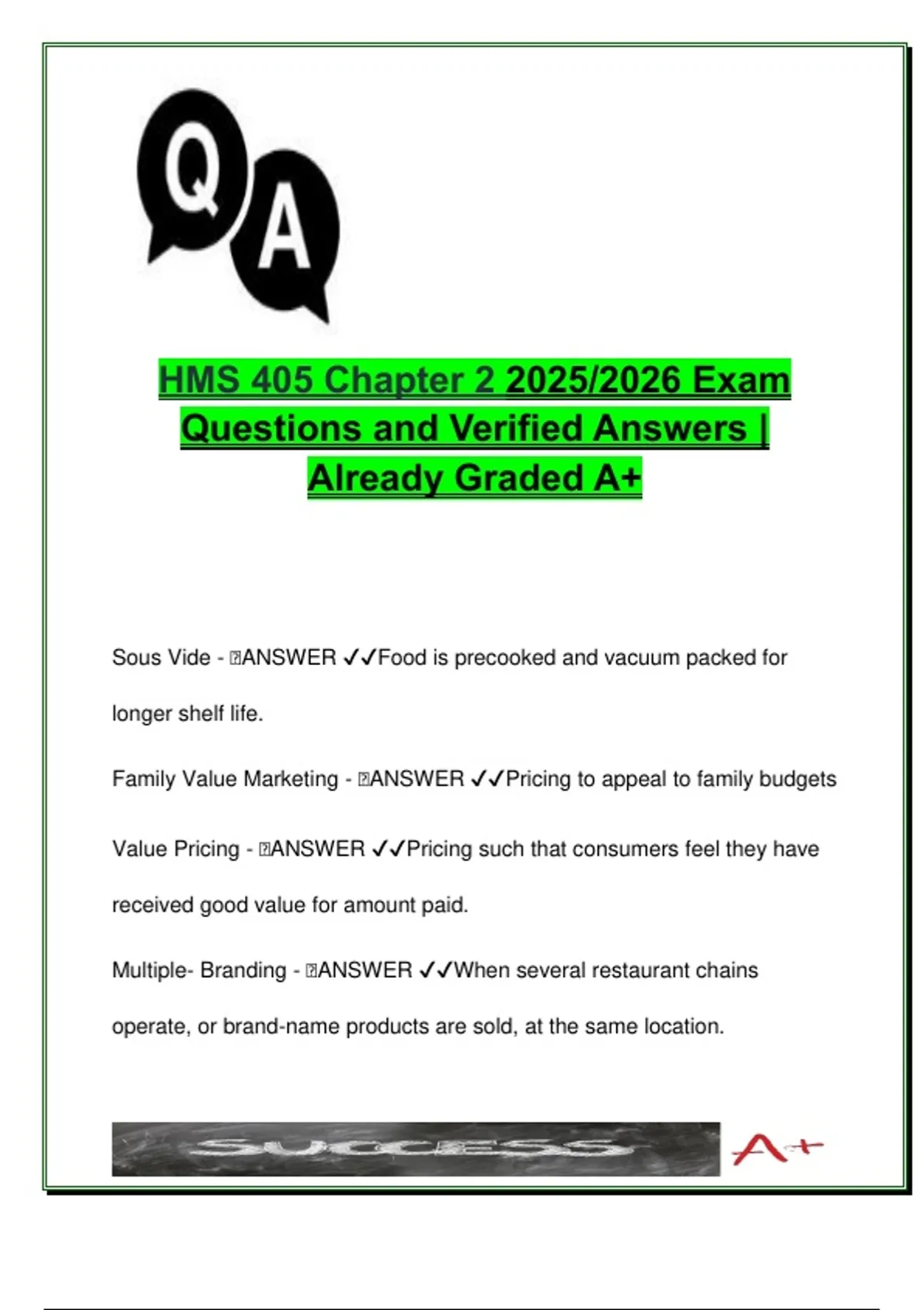 HMS 405 – Chapter 2 Exam Review 2025/2026 | Verified Q&A | Food Systems ...