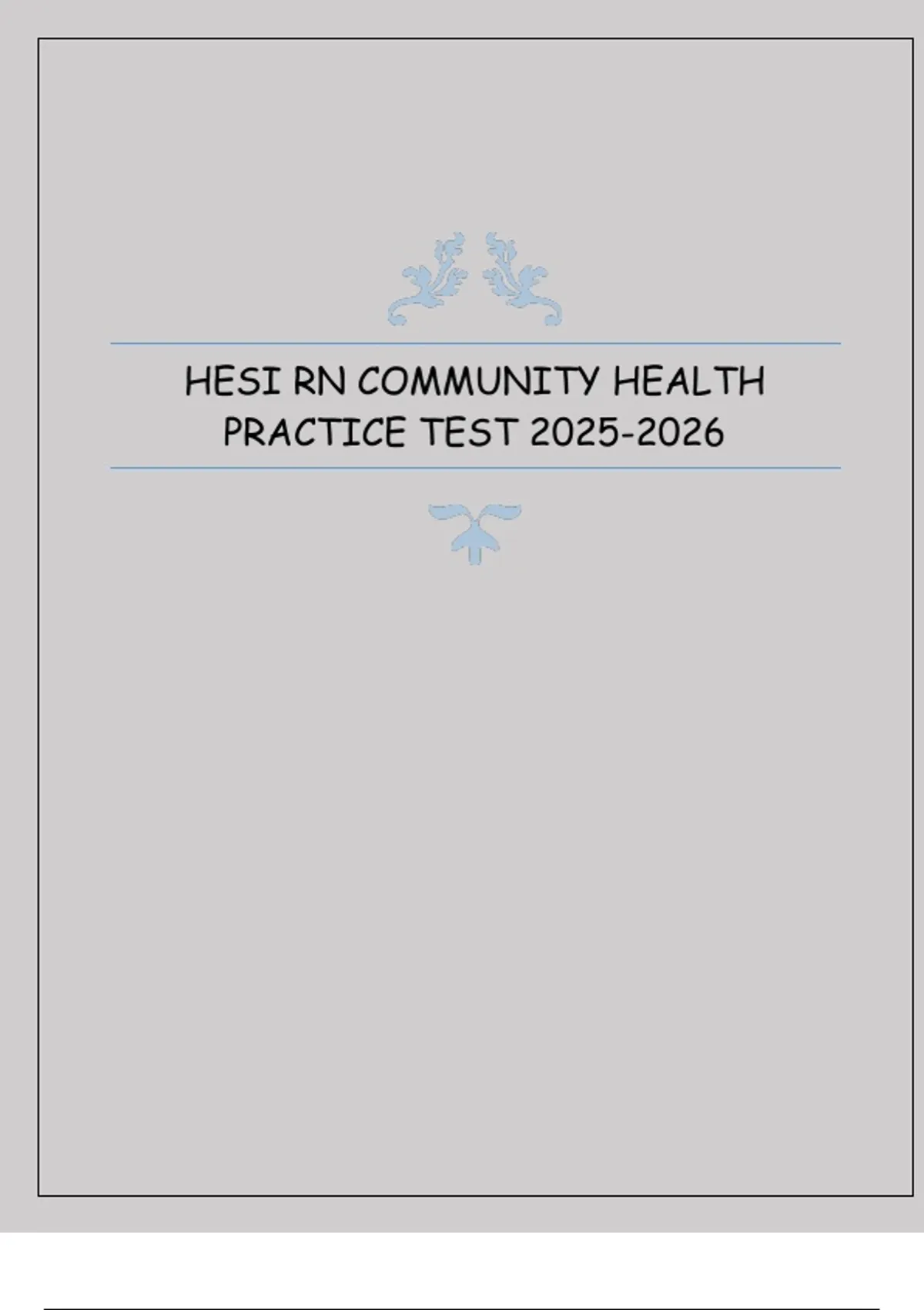 HESI RN Community Health Practice Test 2025–2026 – Comprehensive ...
