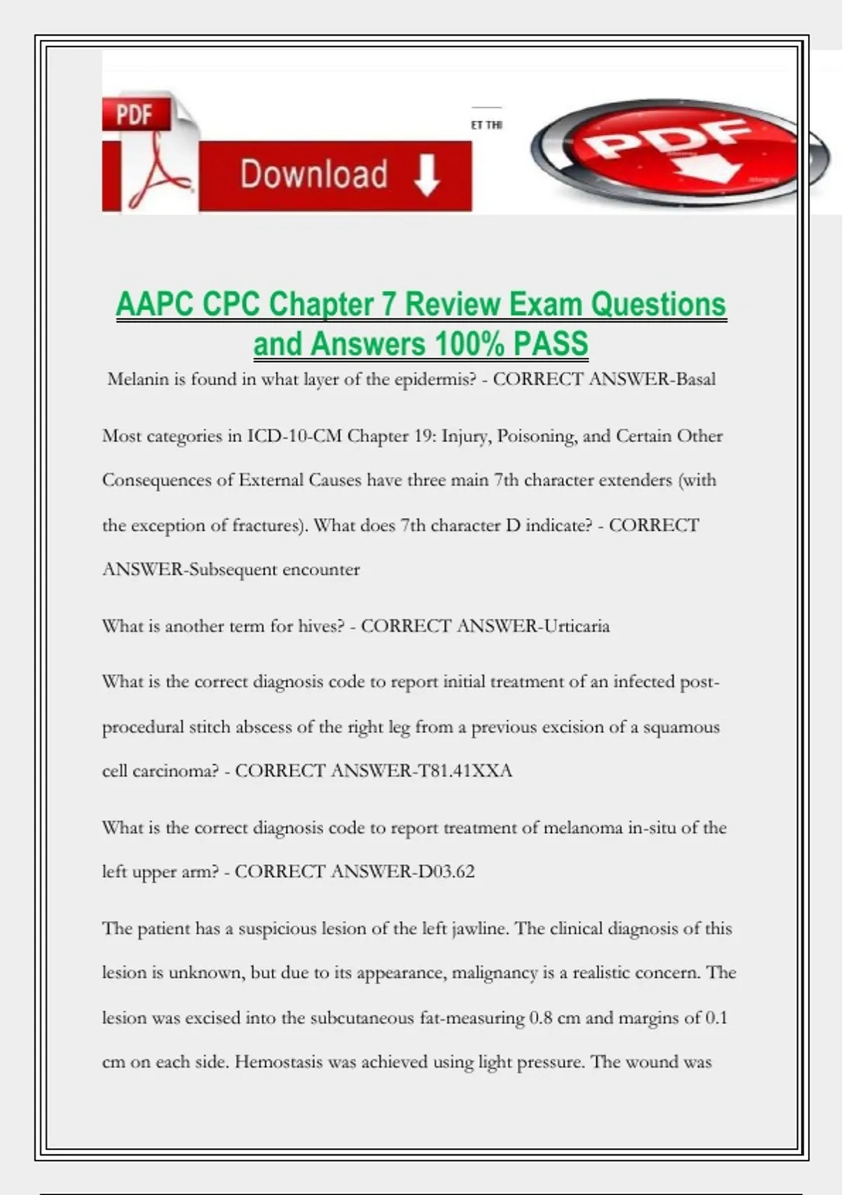 AAPC CPC Chapter 7 Review Exam Questions and Answers 100% PASS - AAPC ...