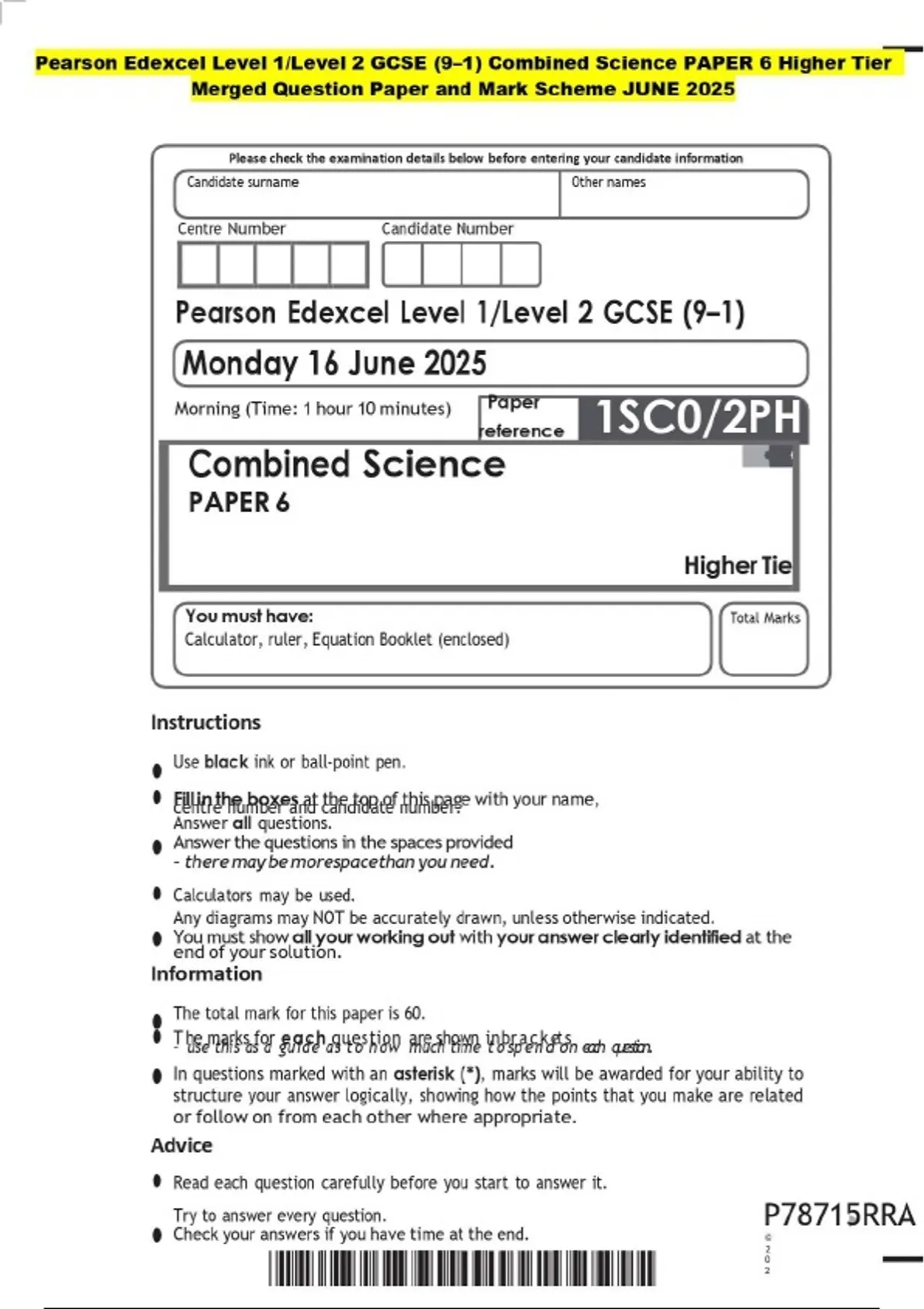 PACKAGE DEAL Pearson Edexcel Level 1/Level 2 GCSE (9–1) Combined ...