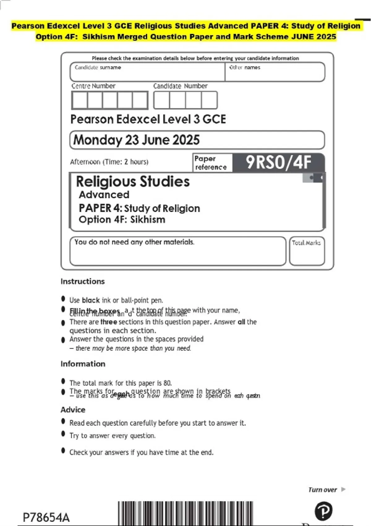 PACKAGE DEAL Pearson Edexcel Level 3 GCE Religious Studies Question ...