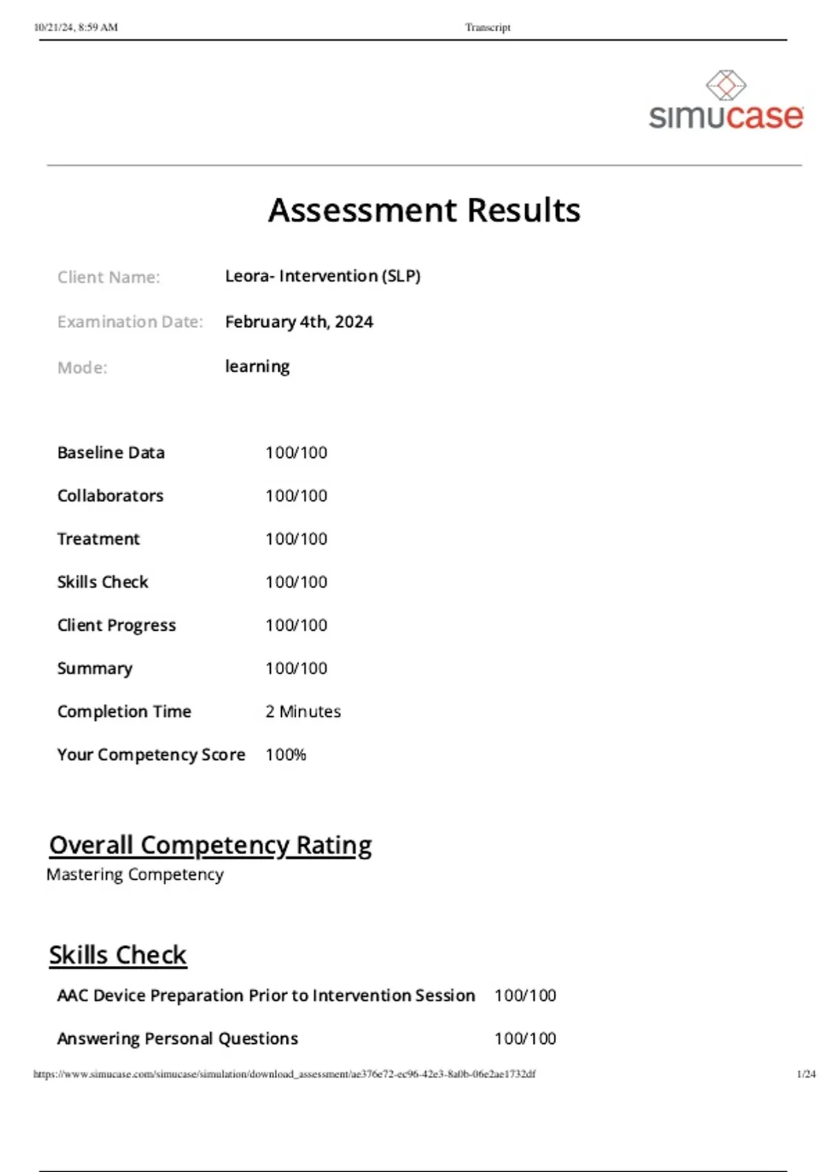 Leora_Simucase| SLP 749S| Exam Questions and answers New edition - SLP ...