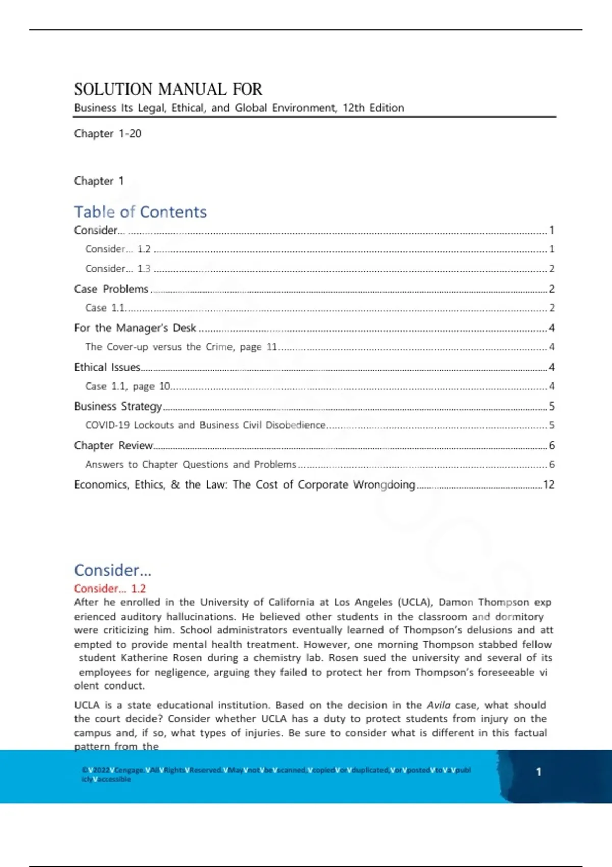 Solution Manual for Business: Its Legal, Ethical, and Global Environment 12th Edition Jennings ...