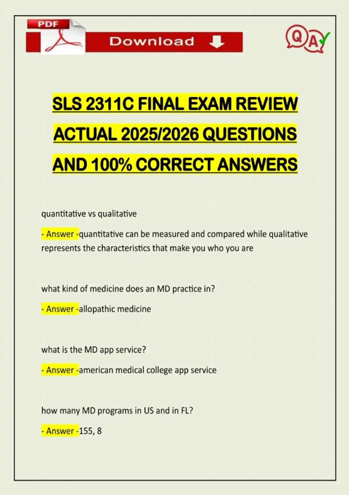 SLS 2311C FINAL EXAM REVIEW ACTUAL 2026 QUESTIONS AND 100% CORRECT ...