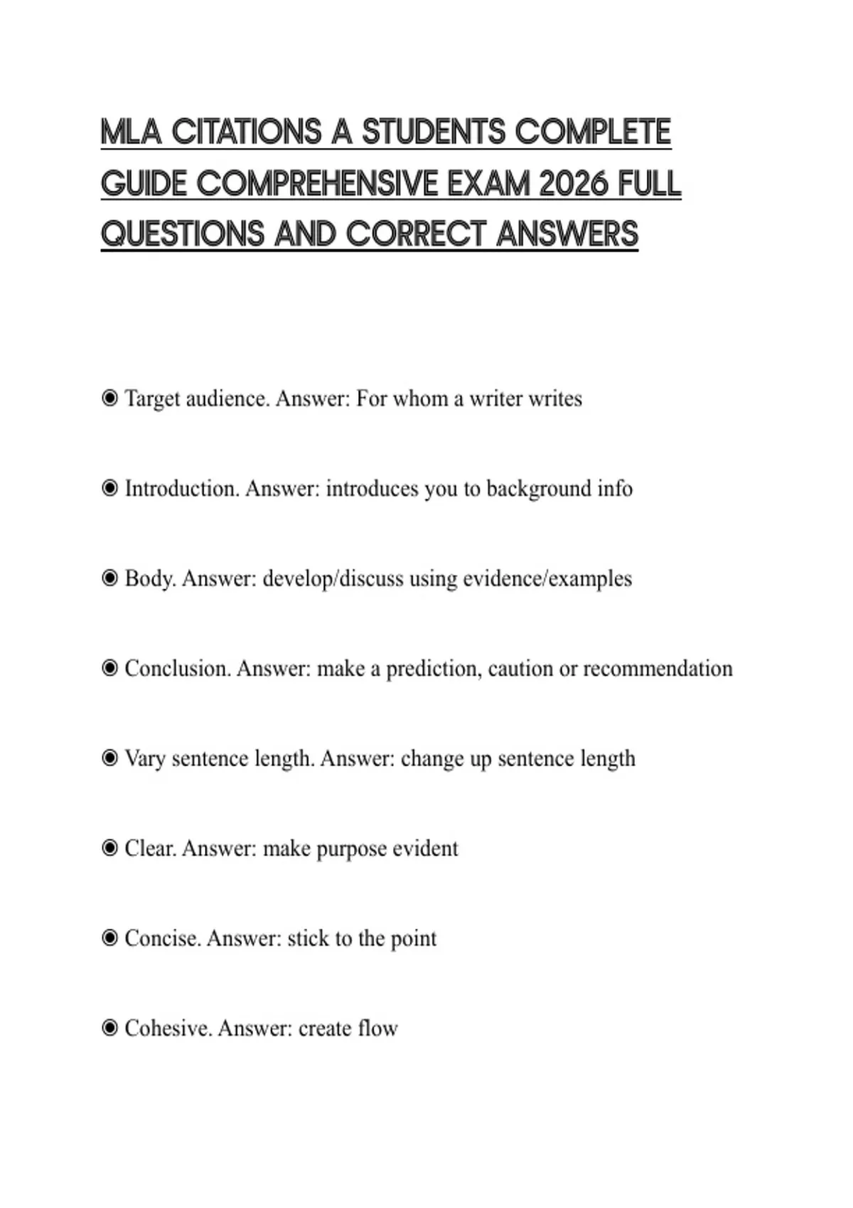 MLA CITATIONS A STUDENTS COMPLETE GUIDE COMPREHENSIVE EXAM 2026 FULL ...