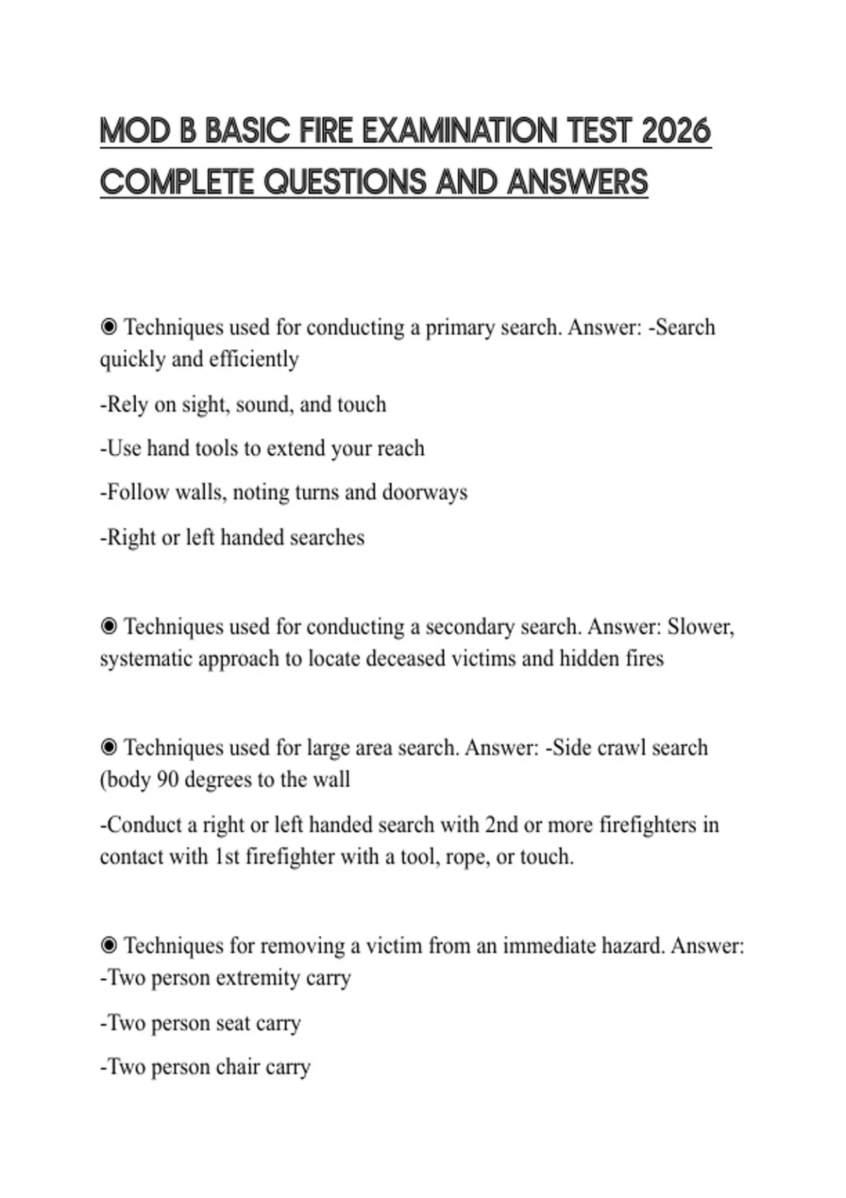 MOD B BASIC FIRE EXAMINATION TEST 2026 COMPLETE QUESTIONS AND ANSWERS ...