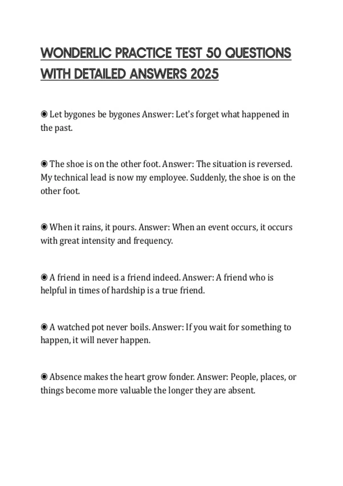 WONDERLIC PRACTICE TEST 50 QUESTIONS WITH DETAILED ANSWERS 2025 ...