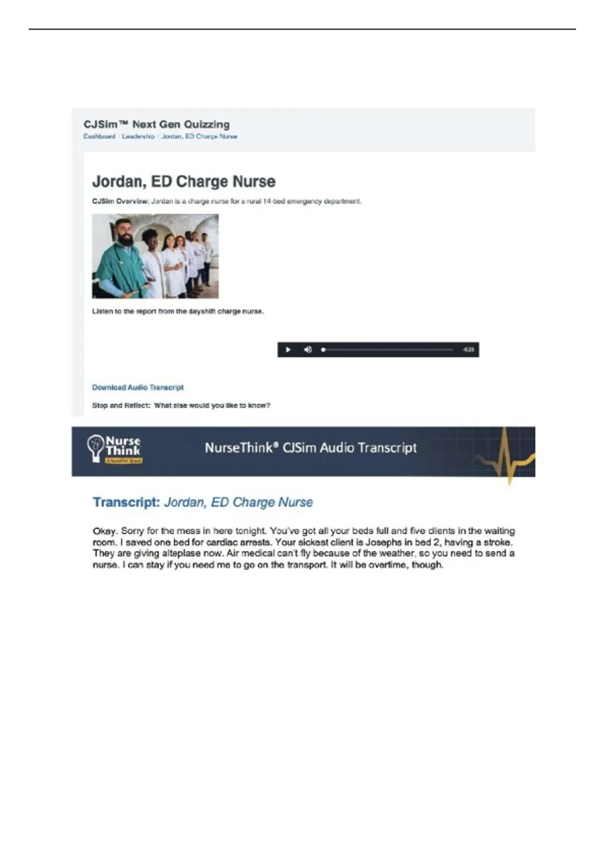 Leadership & Management in Nursing – Jordan, ED Charge Nurse | CJSim ...