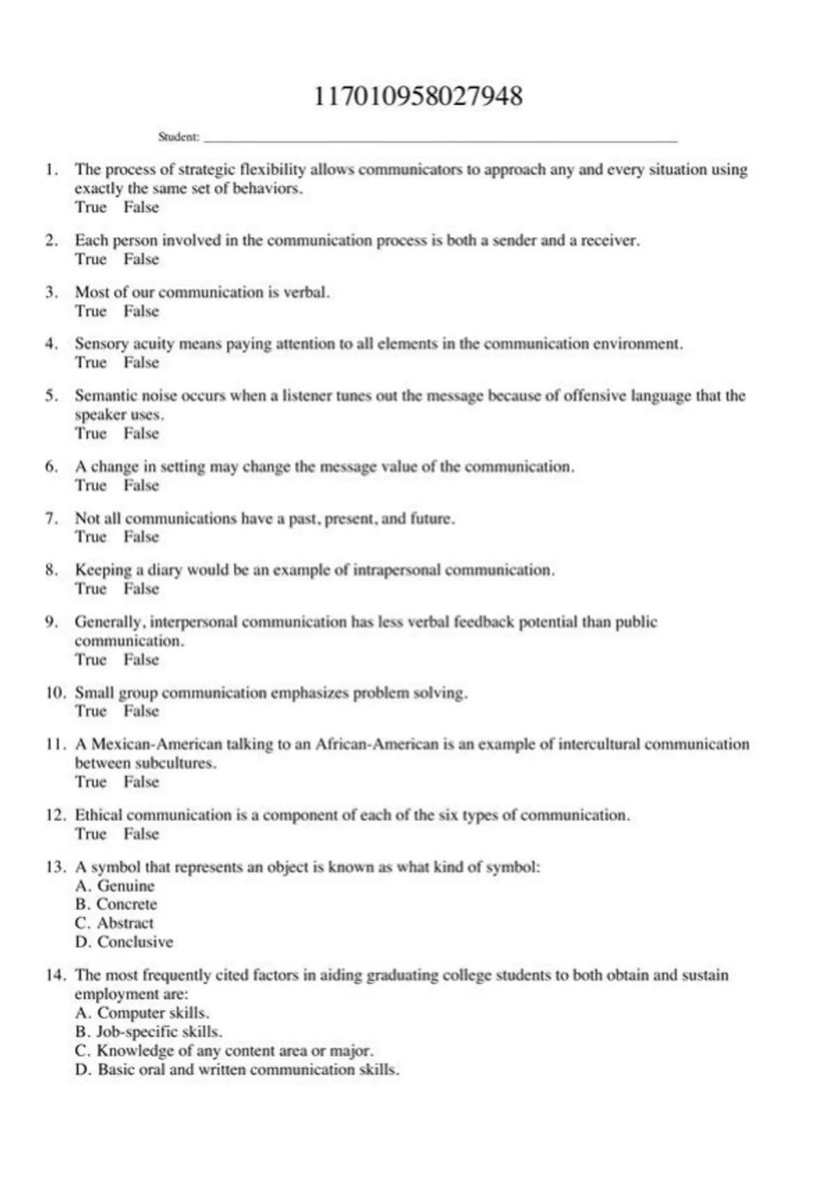 practice test bank questions, final exam : Hybels - Weaver II ...