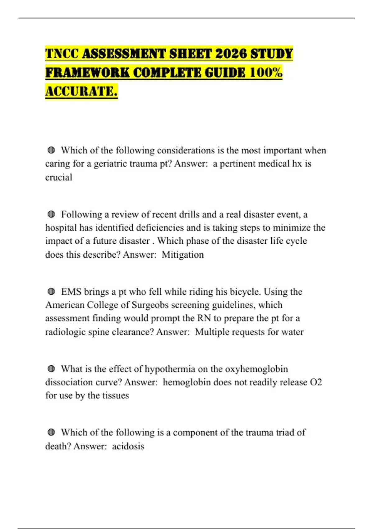 TNCC ASSESSMENT SHEET 2026 STUDY FRAMEWORK COMPLETE GUIDE 100% ACCURATE ...