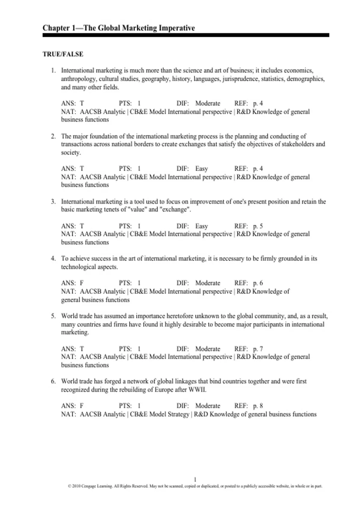 practice test bank questions, final exam : International Marketing ...