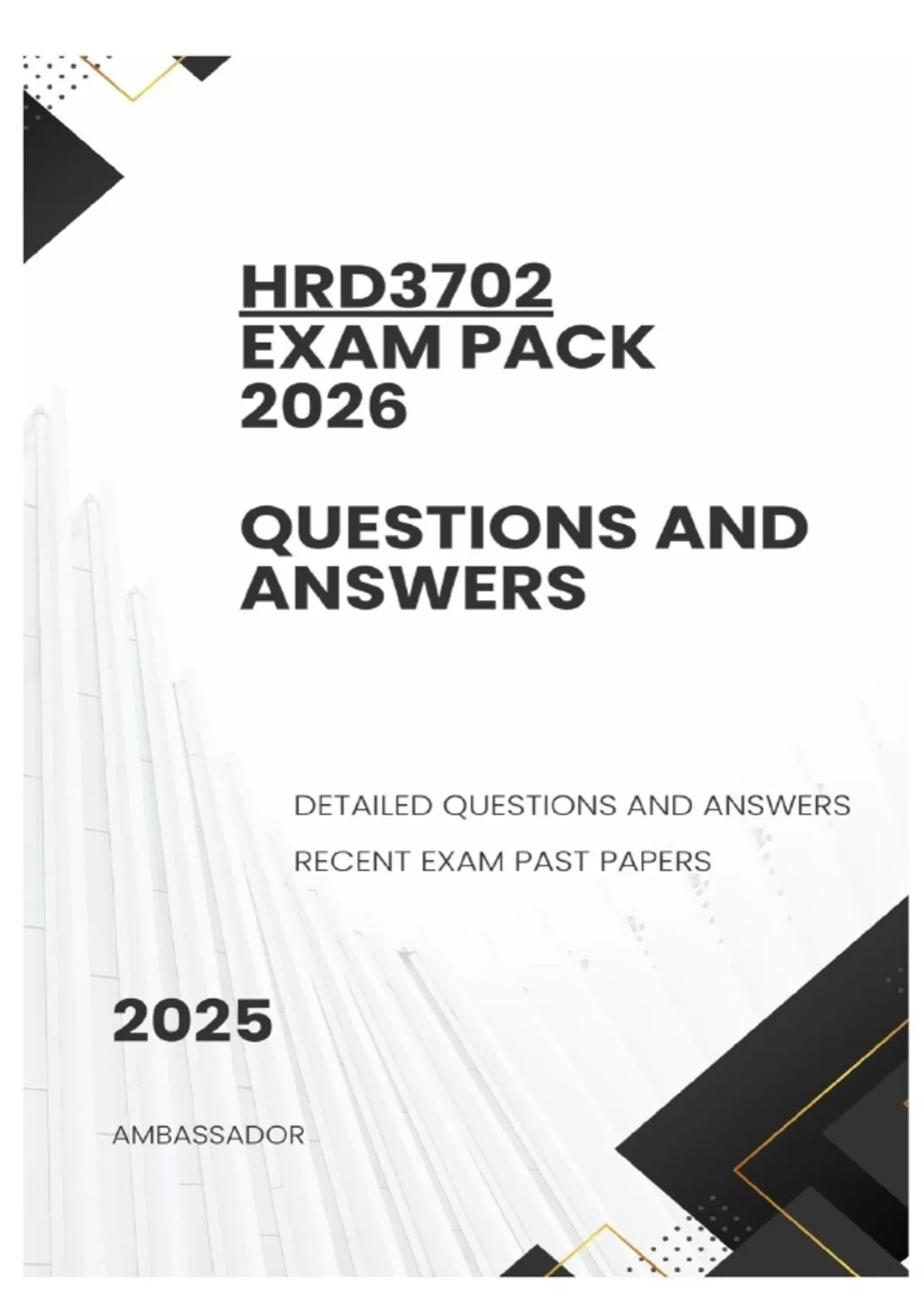 HRD3702 EXAM PACK 2026 - DETAILED QUESTIONS AND ANSWERS - HRD3702 EXAM ...
