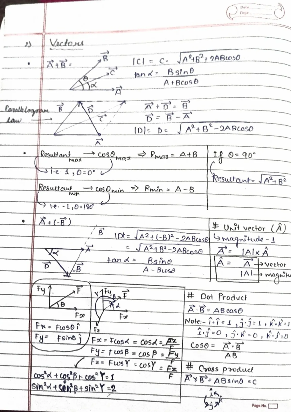 Summary Kinematics Handwritten Short notes Class 11 (Handwritten/ JEE ...